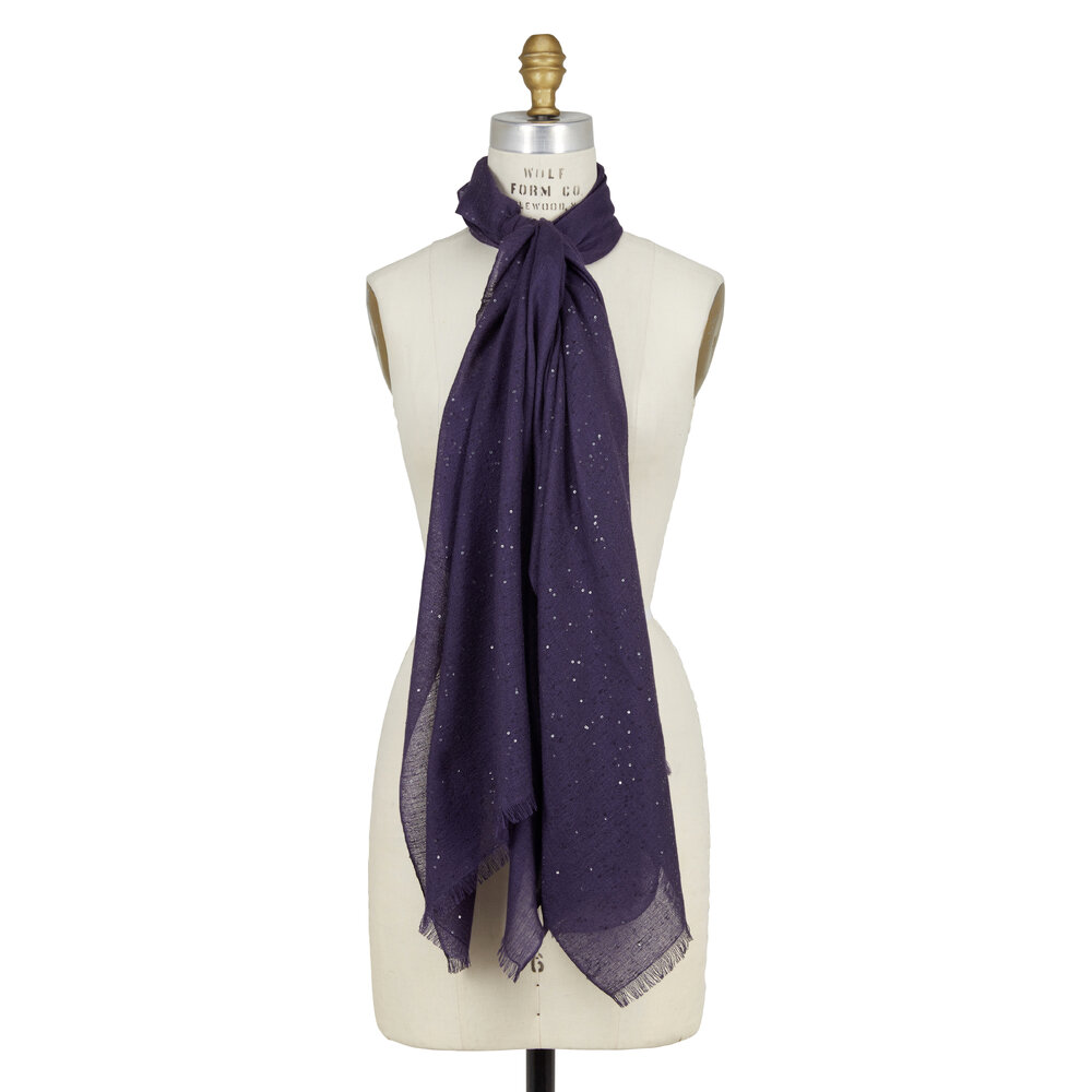 Loro Piana - Amethyst Cashmere & Silk Pailette Evening Scarf