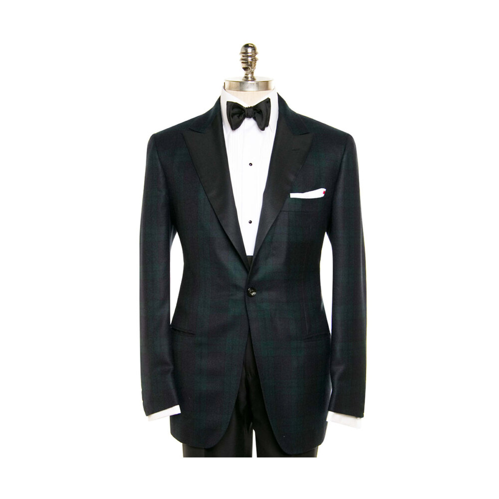 Kiton - Blackwatch Peak Lapel Smoking Jacket | Mitchell Stores