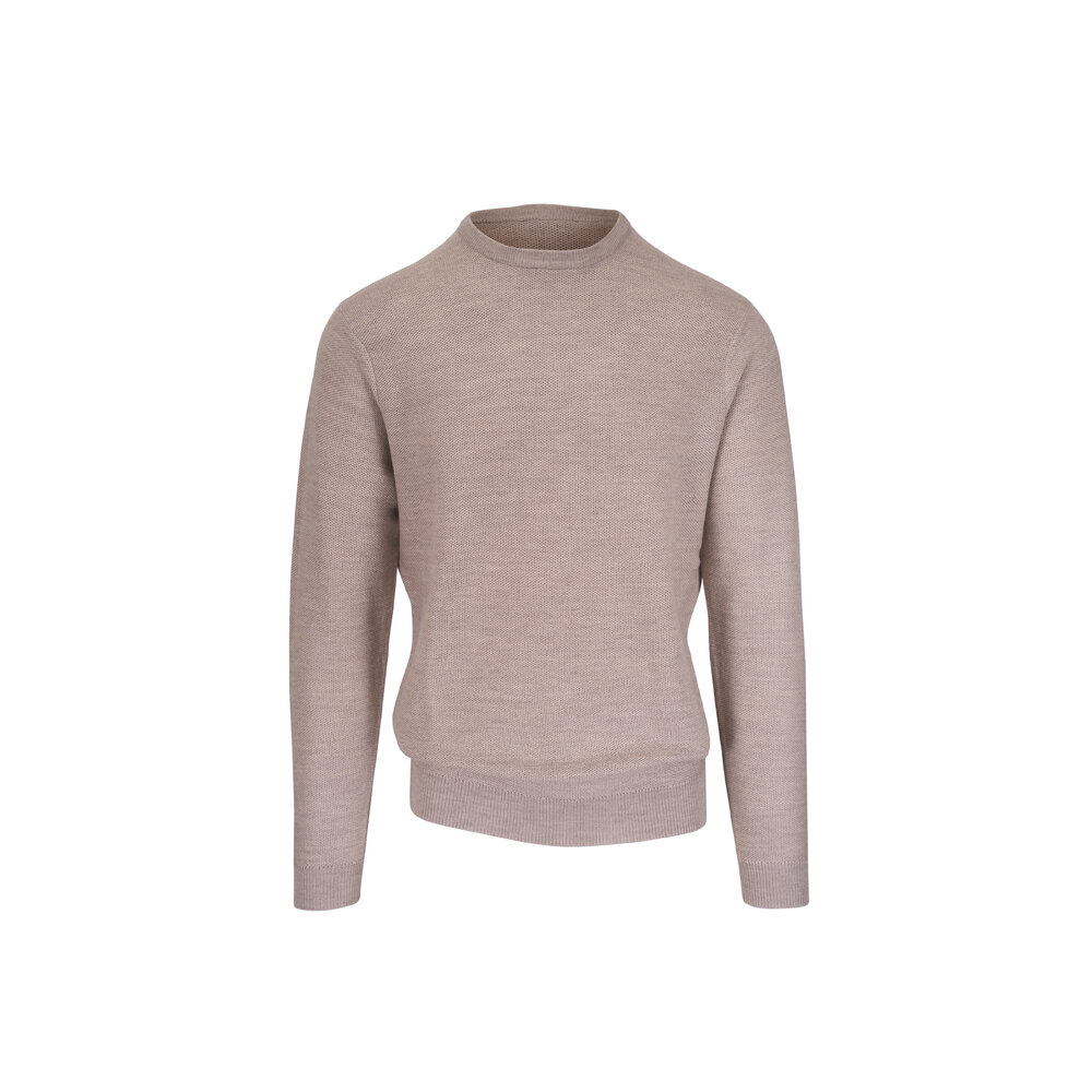 Peter Millar - Honeycomb Taupe Crewneck Sweater | Mitchell Stores