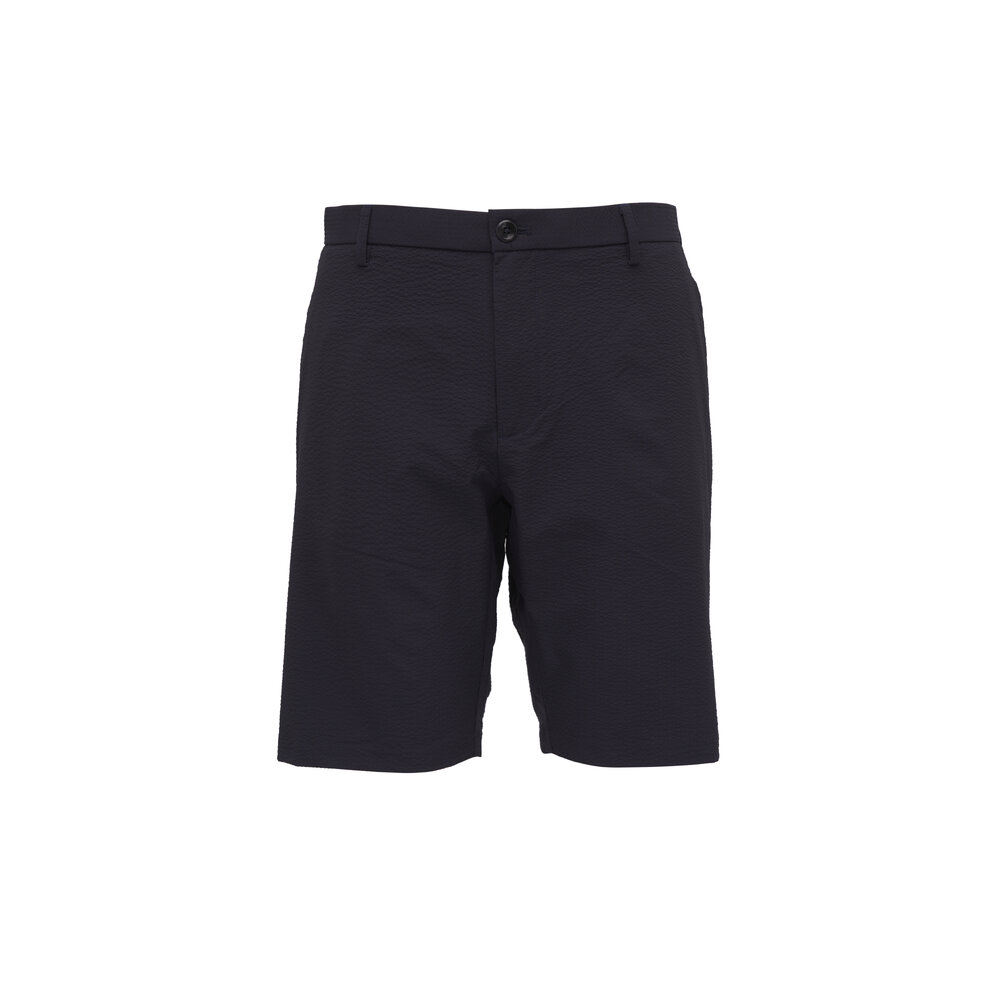 Deke - Navy Seersucker Bermuda Shorts | Mitchell Stores