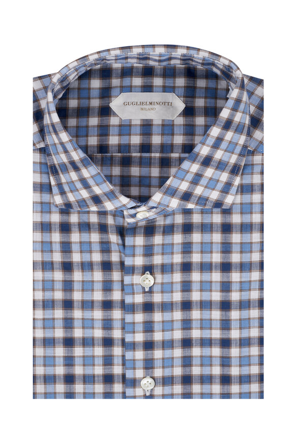 Guglielminotti - Dark & Light Blue Check Dress Shirt