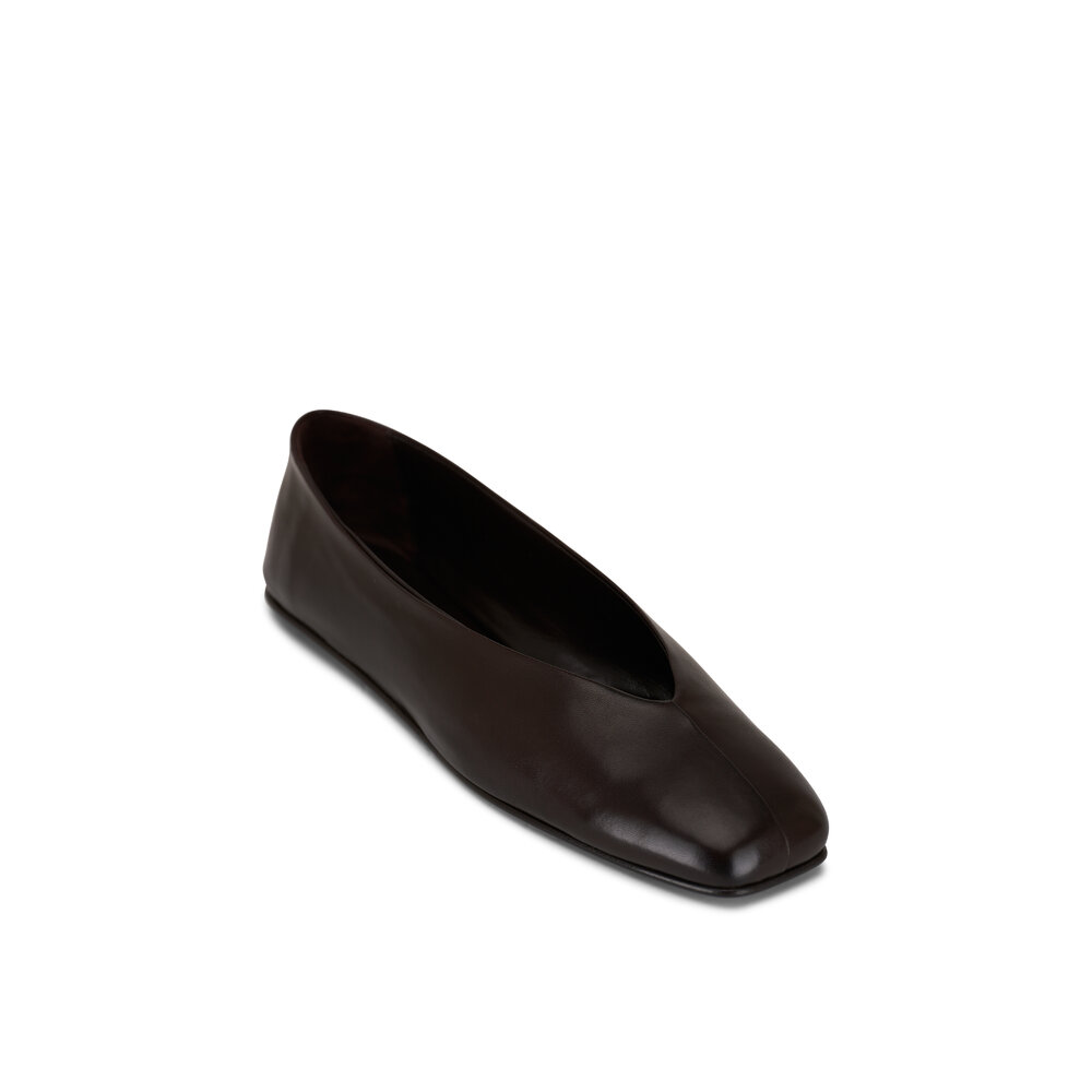 The Row - Eva Two Dark Brown Leather Ballerina Flat