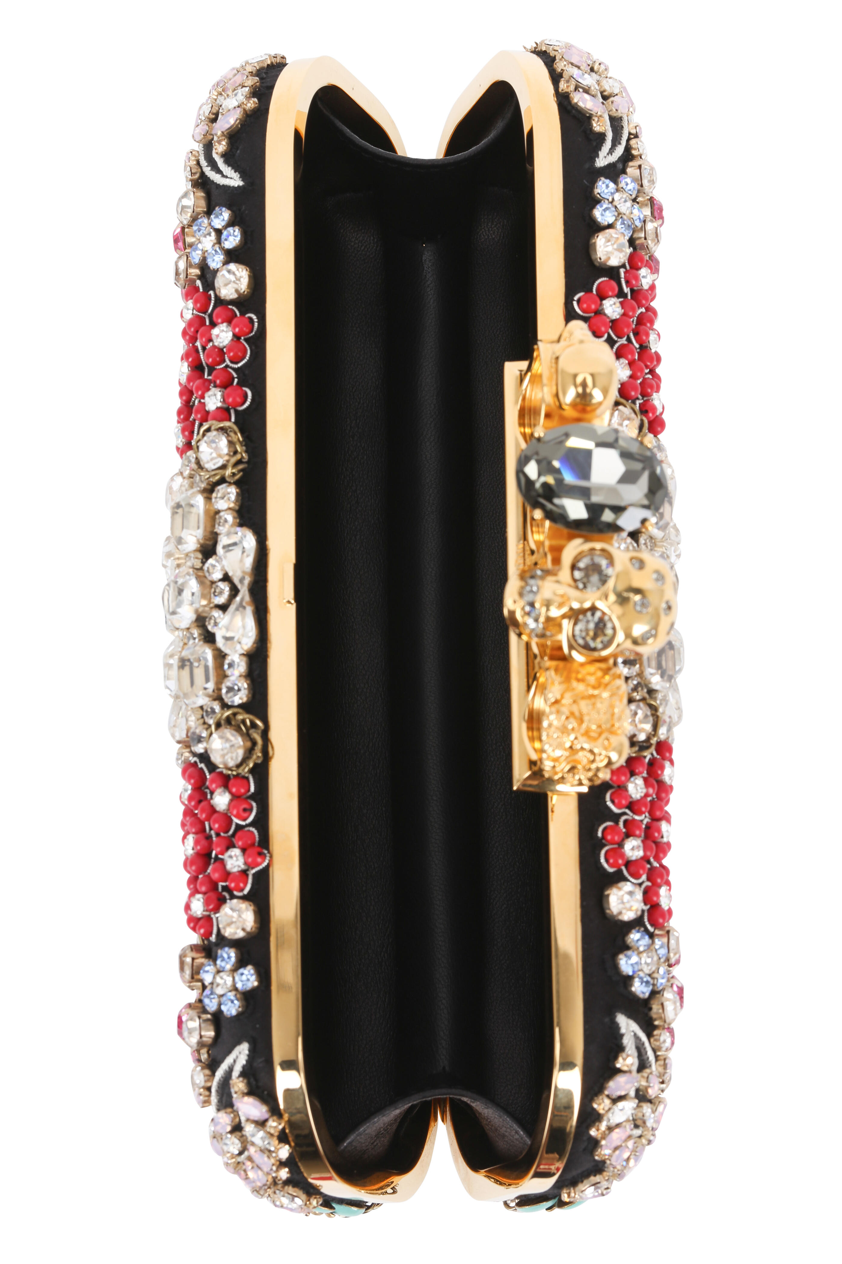 McQueen - Black Multicolor Crystal Knuckle Box Clutch
