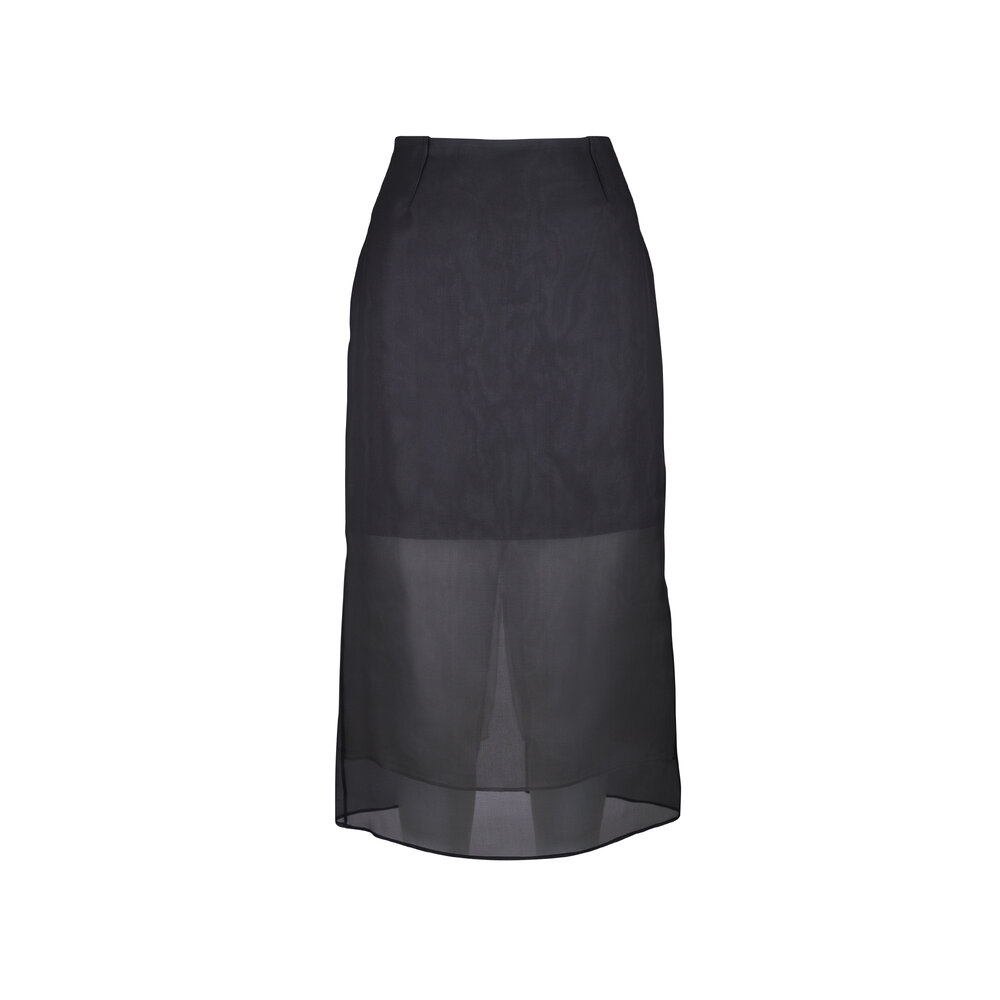 Lafayette 148 New York - Black Silk Organza Layered Pencil Skirt
