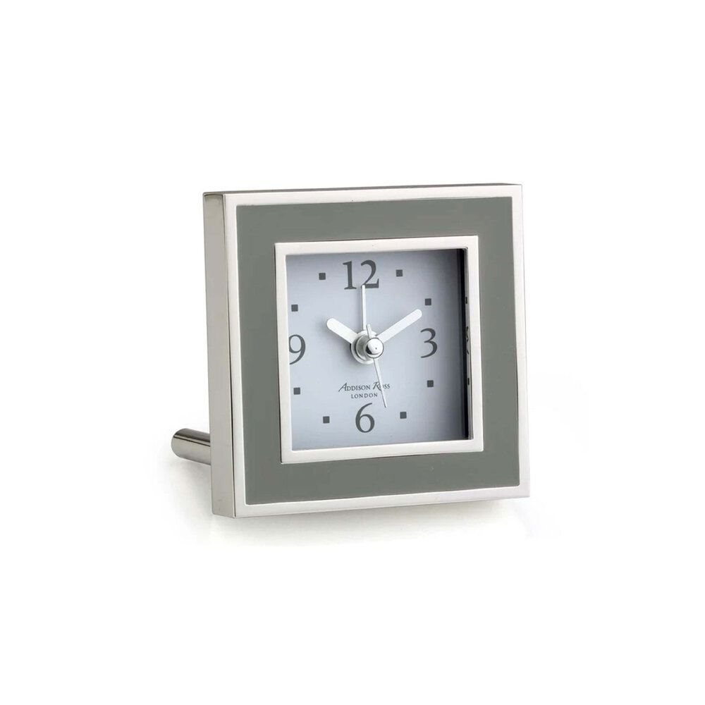 Addison Ross - Taupe Enamel Square Alarm Clock | Mitchell Stores