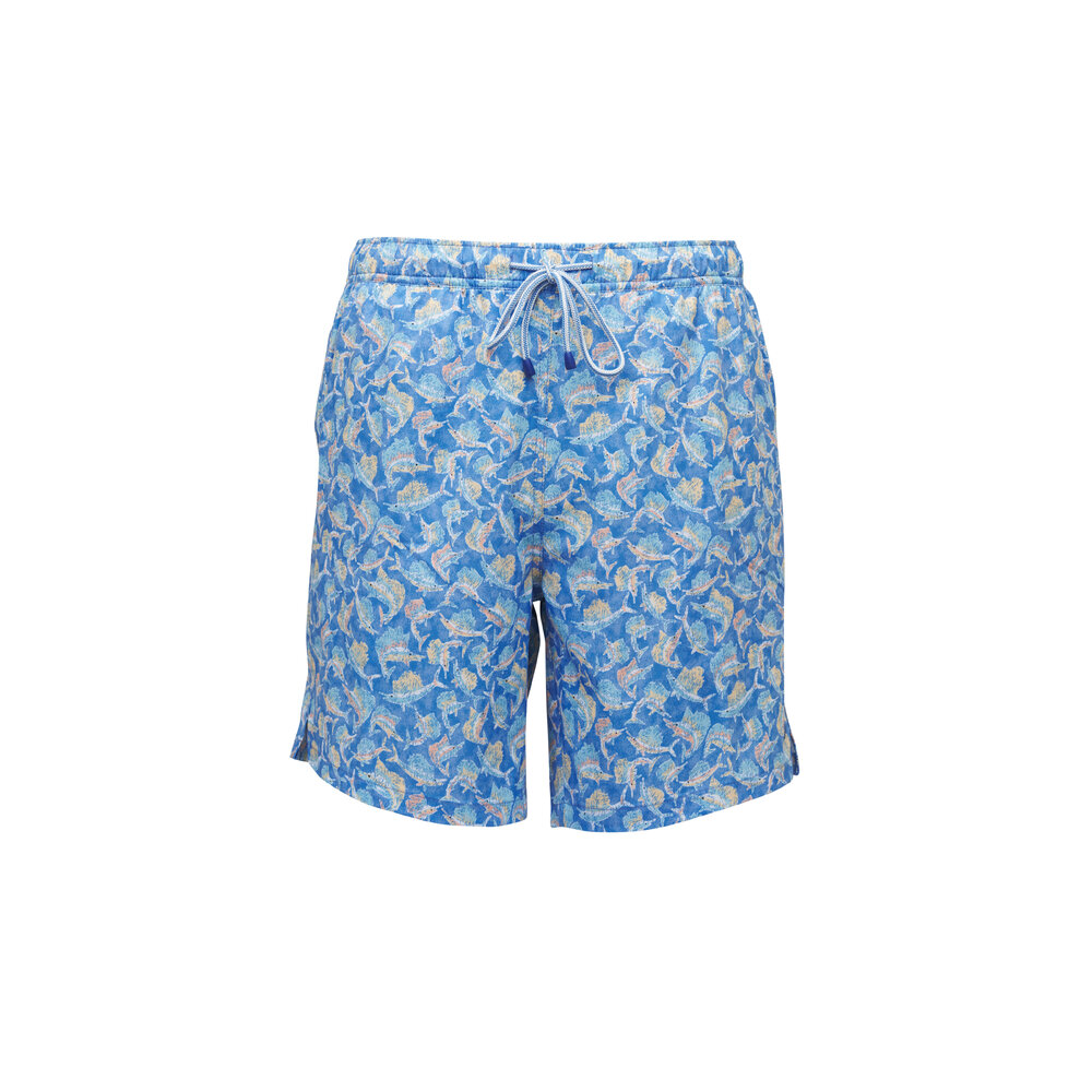 Peter Millar - Blue Tackle The Day Swim Trunks | Mitchell Stores