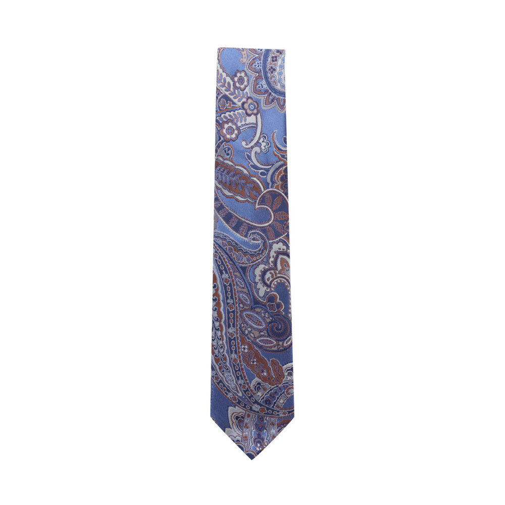 Geoff Nicholson - Blue and Brown Paisley Silk Tie