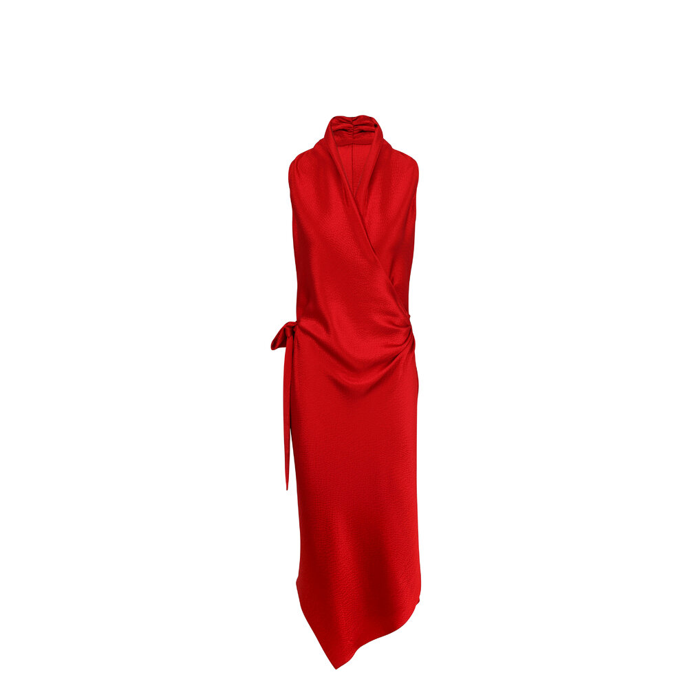 Peter Cohen - Victor Red Hammered Silk Wrap Dress
