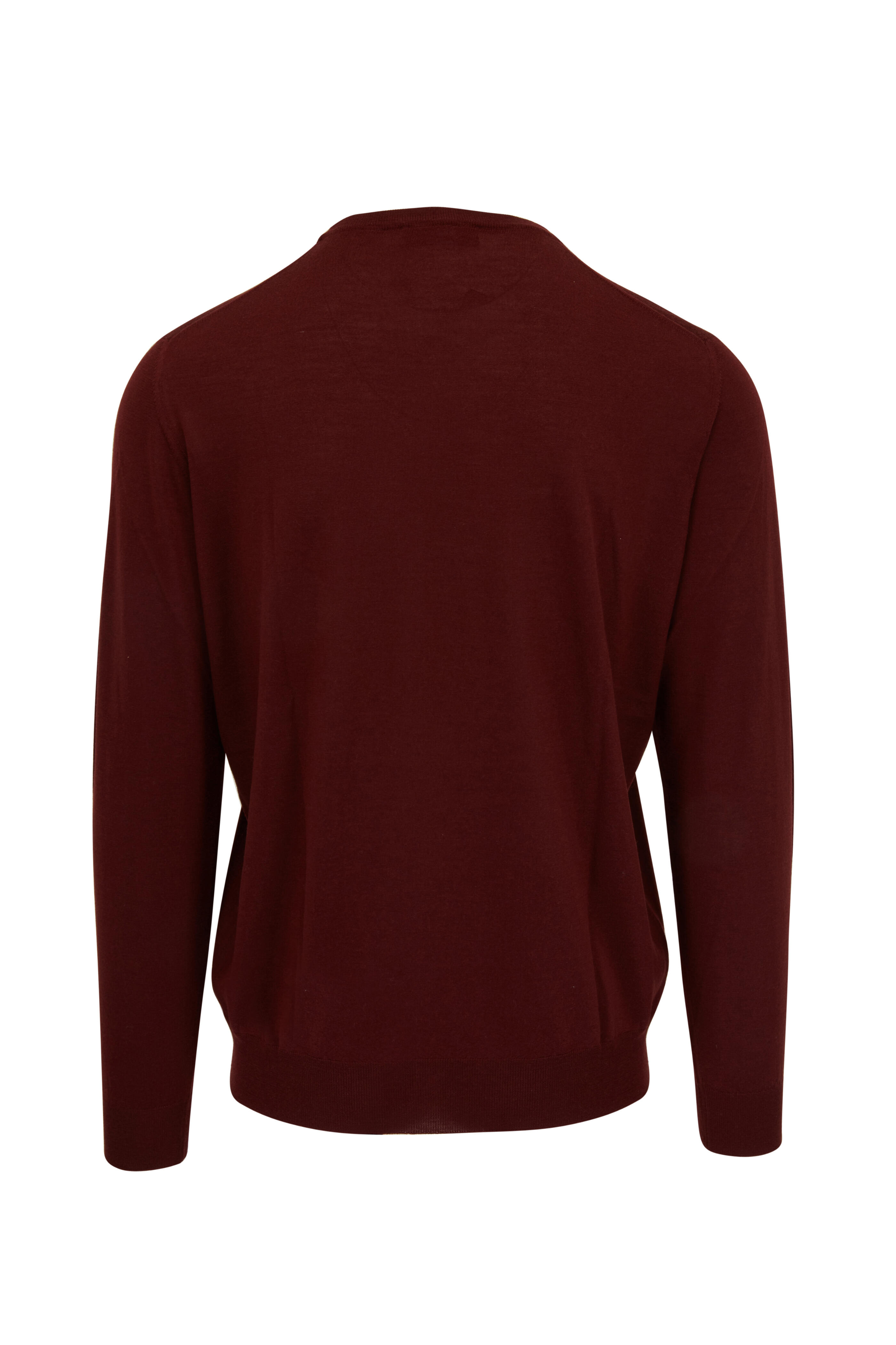 Fedeli - Burgundy Super 140's Wool Crewneck Pullover