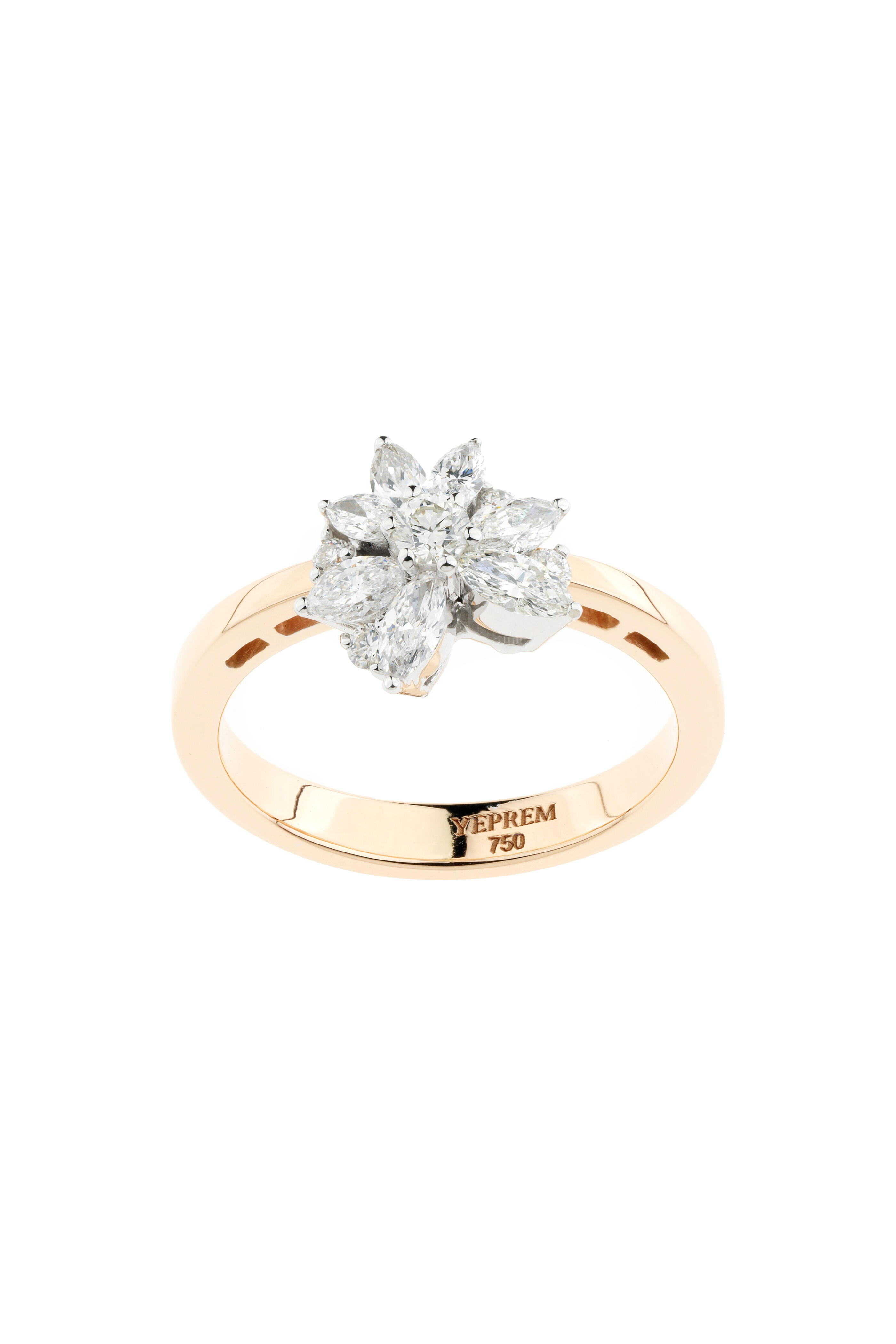 Yeprem - 18K Rose Gold Diamond Flower Ring | Mitchell Stores