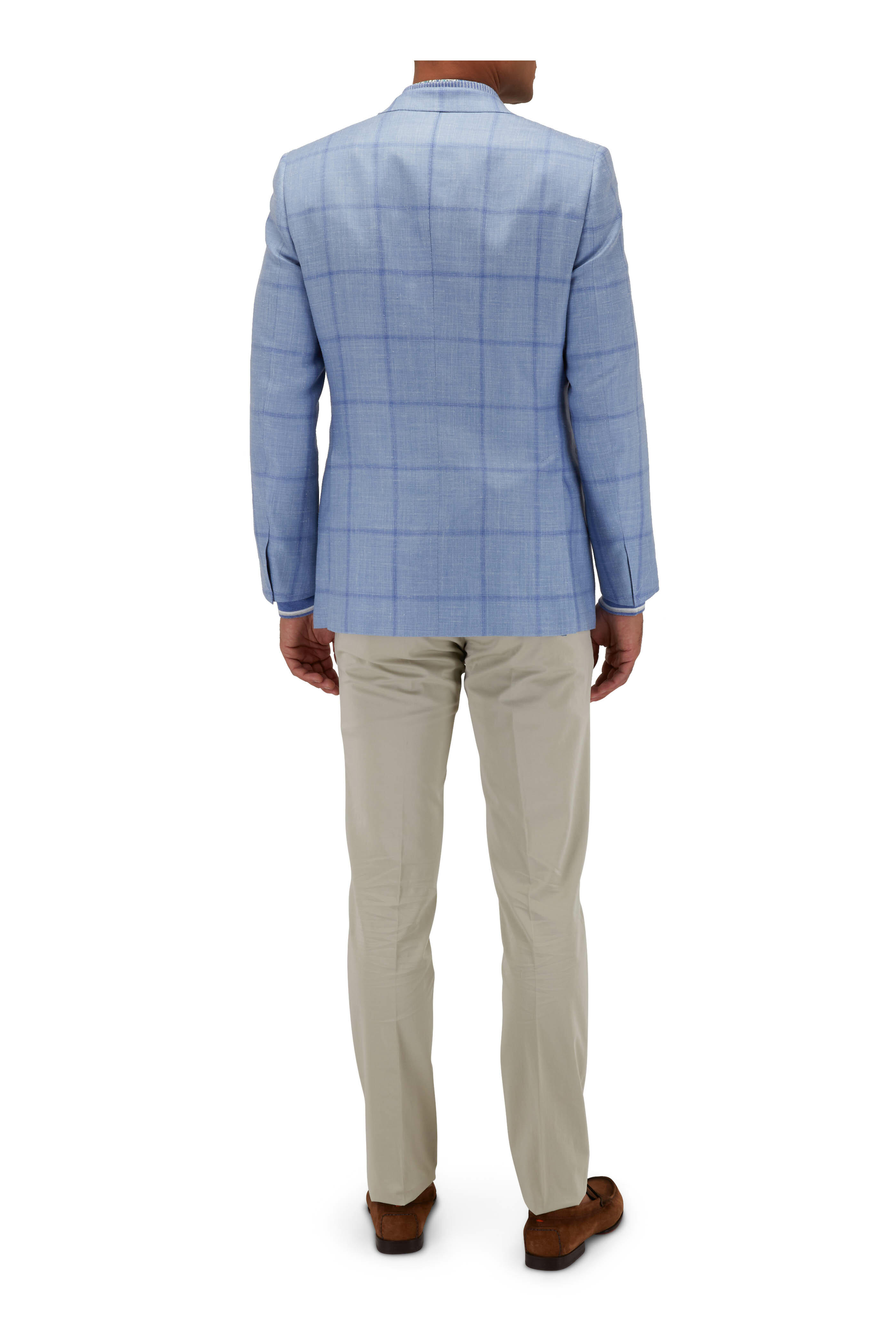 Brioni - Sky Blue Windowpane Wool Blend Sportcoat