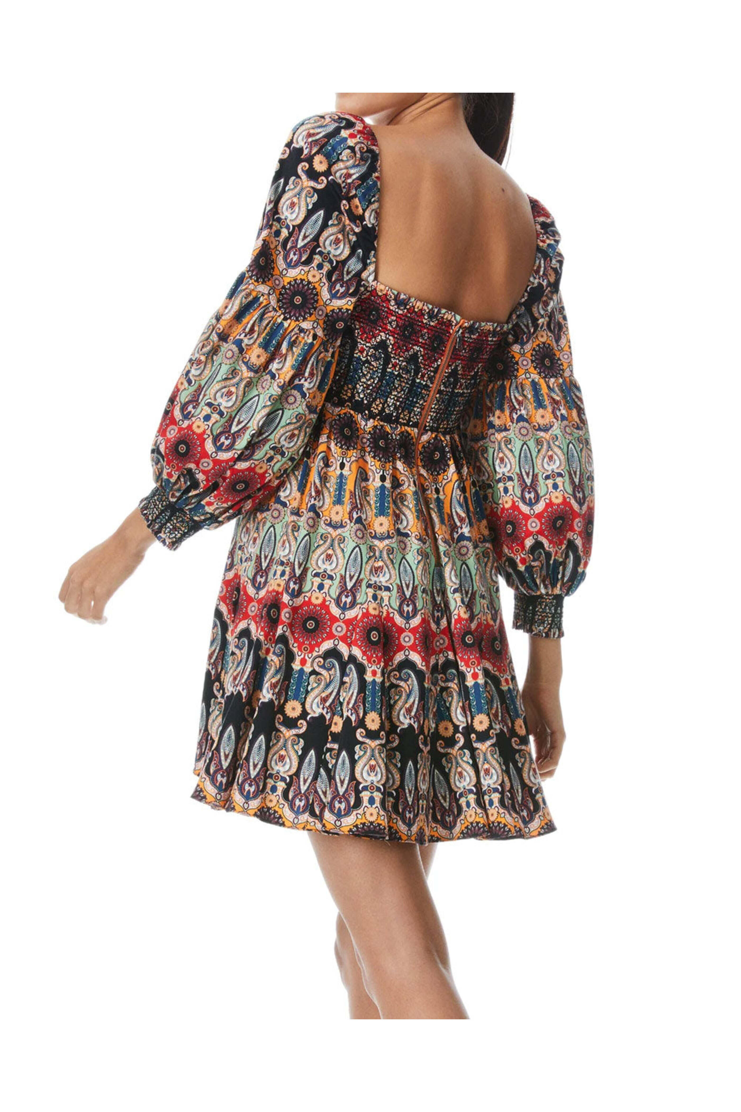 Alice & Olivia - Tangerine Print Julissa Empire Waist Mini Dress