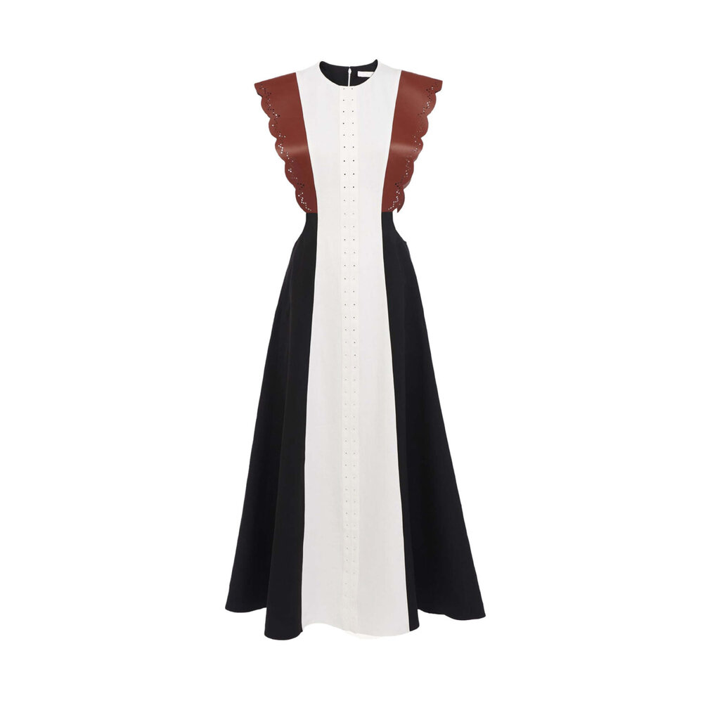 Chloé - Brown and Black Colorblock Midi Dress | Mitchell Stores