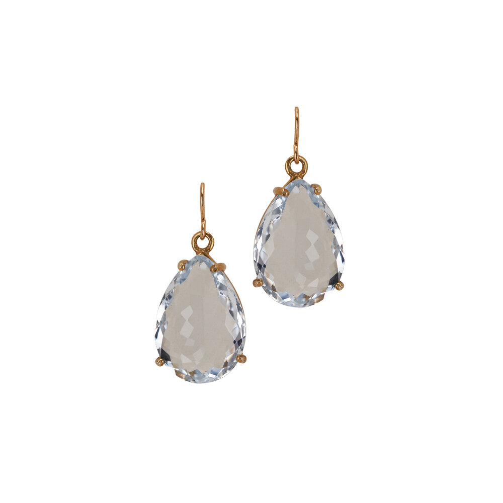 Cristina V. - Faceted Light Blue Quartz Tear Drop Earring