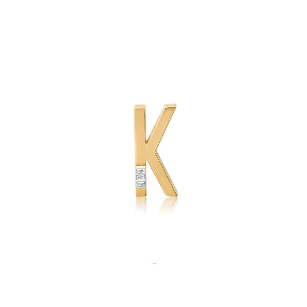 Helena Rose - 14k Yellow Gold Grand Size Ribbed Initial "K"
