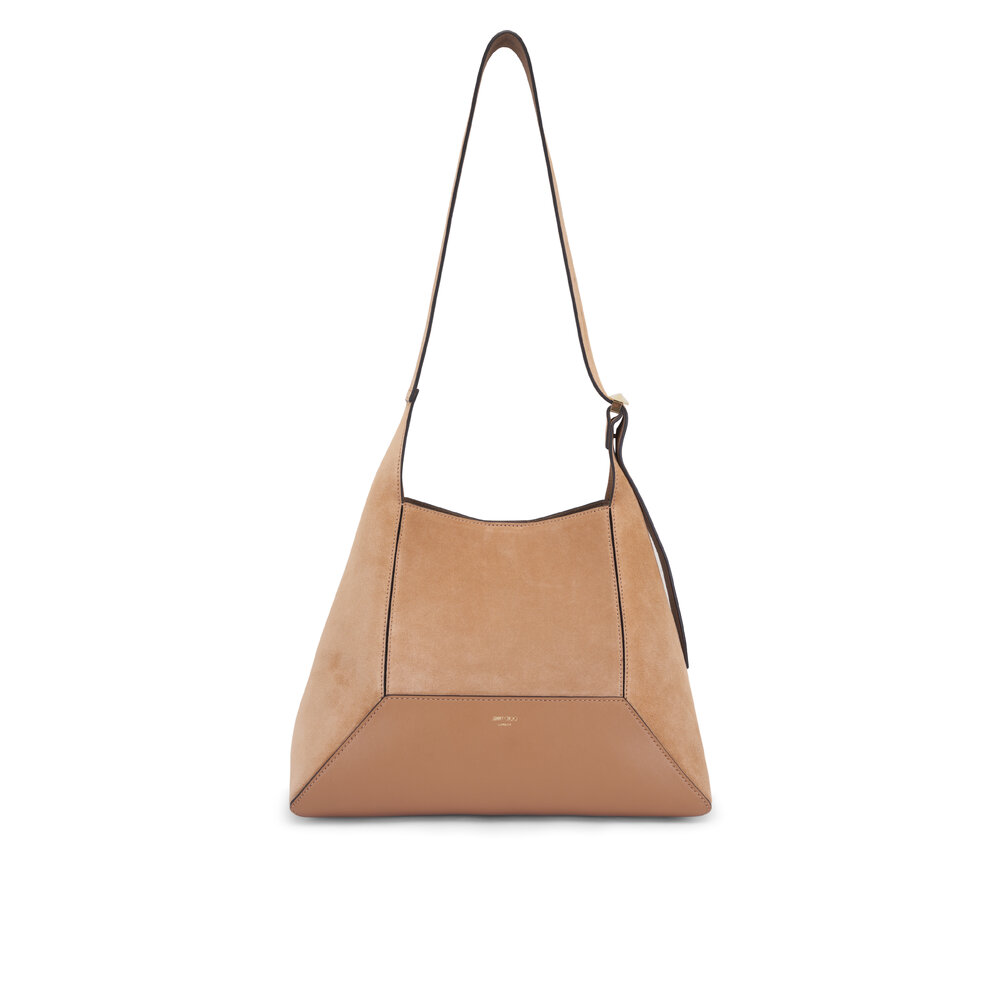 Jimmy Choo - Diamond Toffee & Gold Suede Hobo | Mitchell Stores