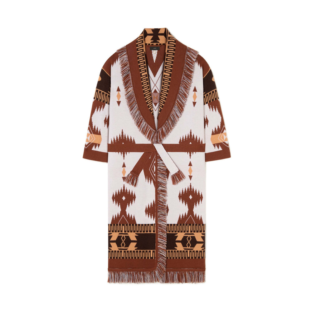 Alanui - Chalk and Pecan Jacquard Icon Coat | Mitchell Stores