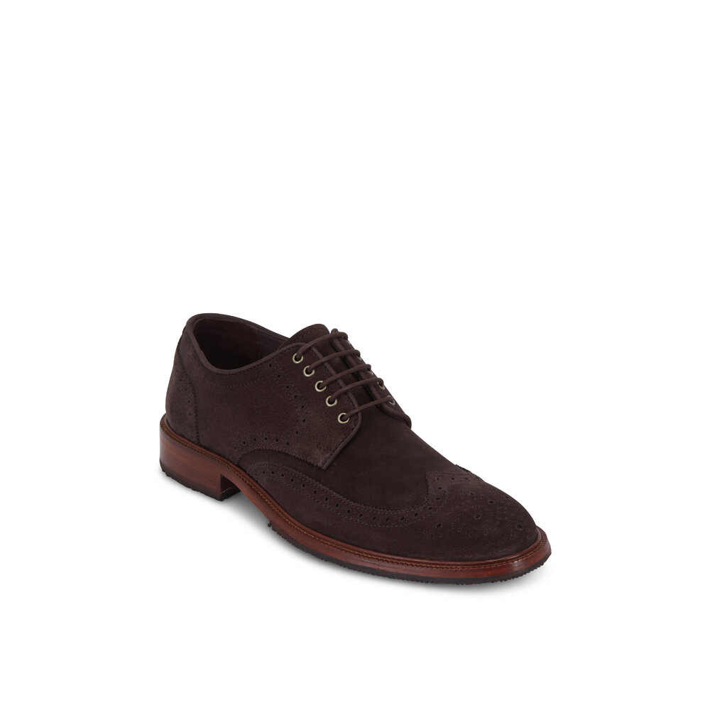 Trask - Logan Charcoal English Suede Wingtip Derby Shoe