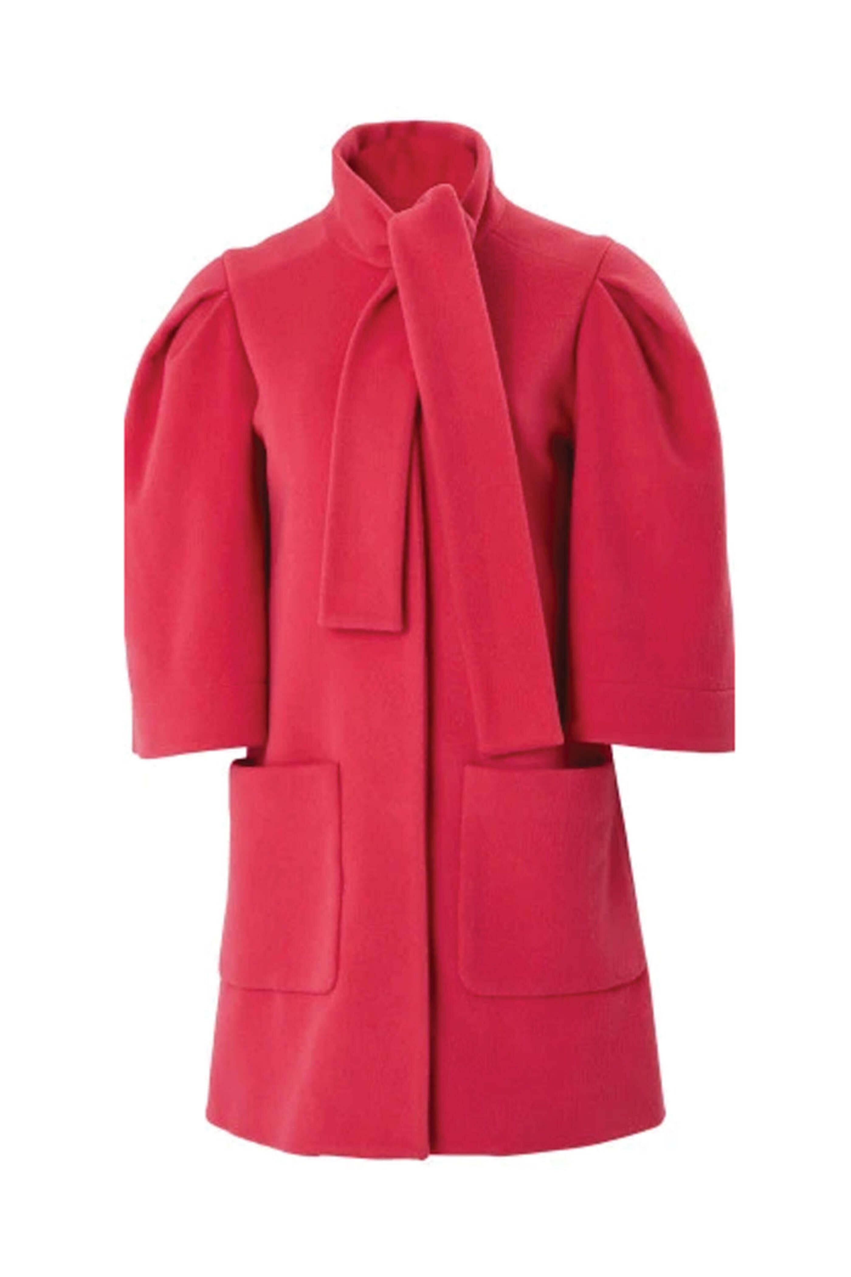 Carolina Herrera - Cerise Pink Tie Neck Coat | Mitchell Stores