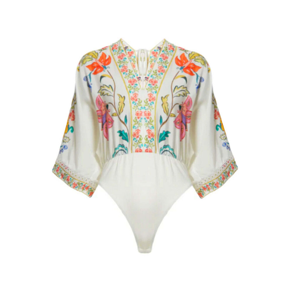 Farm Rio - Off White Floral Insects Bodysuit | Mitchell Stores