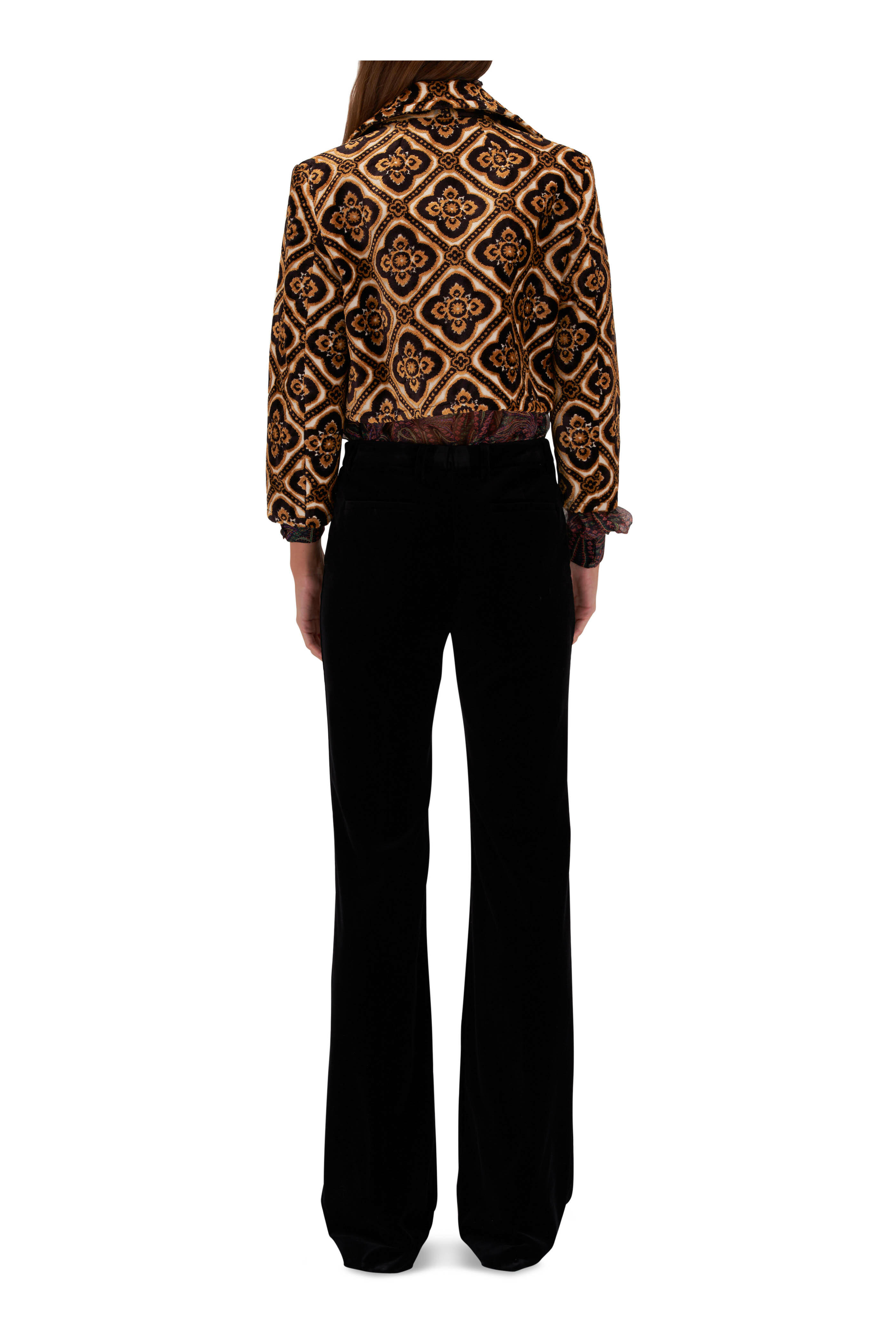 Etro - Gold & Black Flocked Crop Jacket | Mitchell Stores