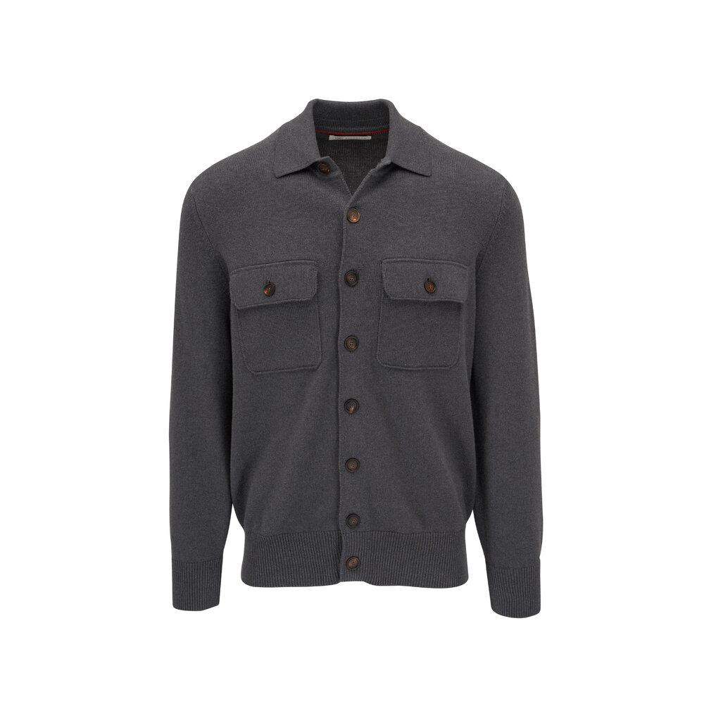 Brunello Cucinelli - Dark Grey Cotton Swacket | Mitchell Stores