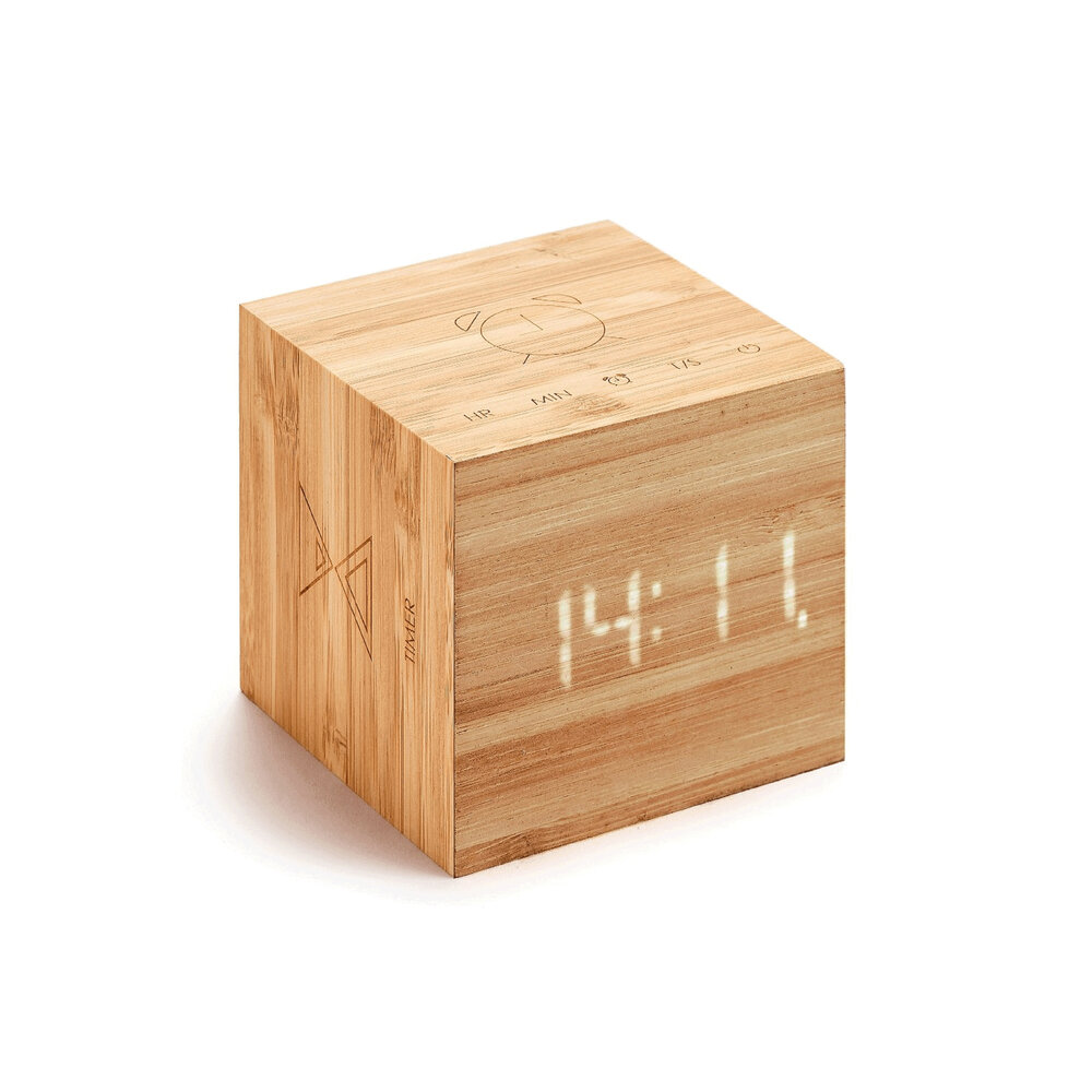 Gingko Design - Cube Plus Clock in Natural Bamboo
