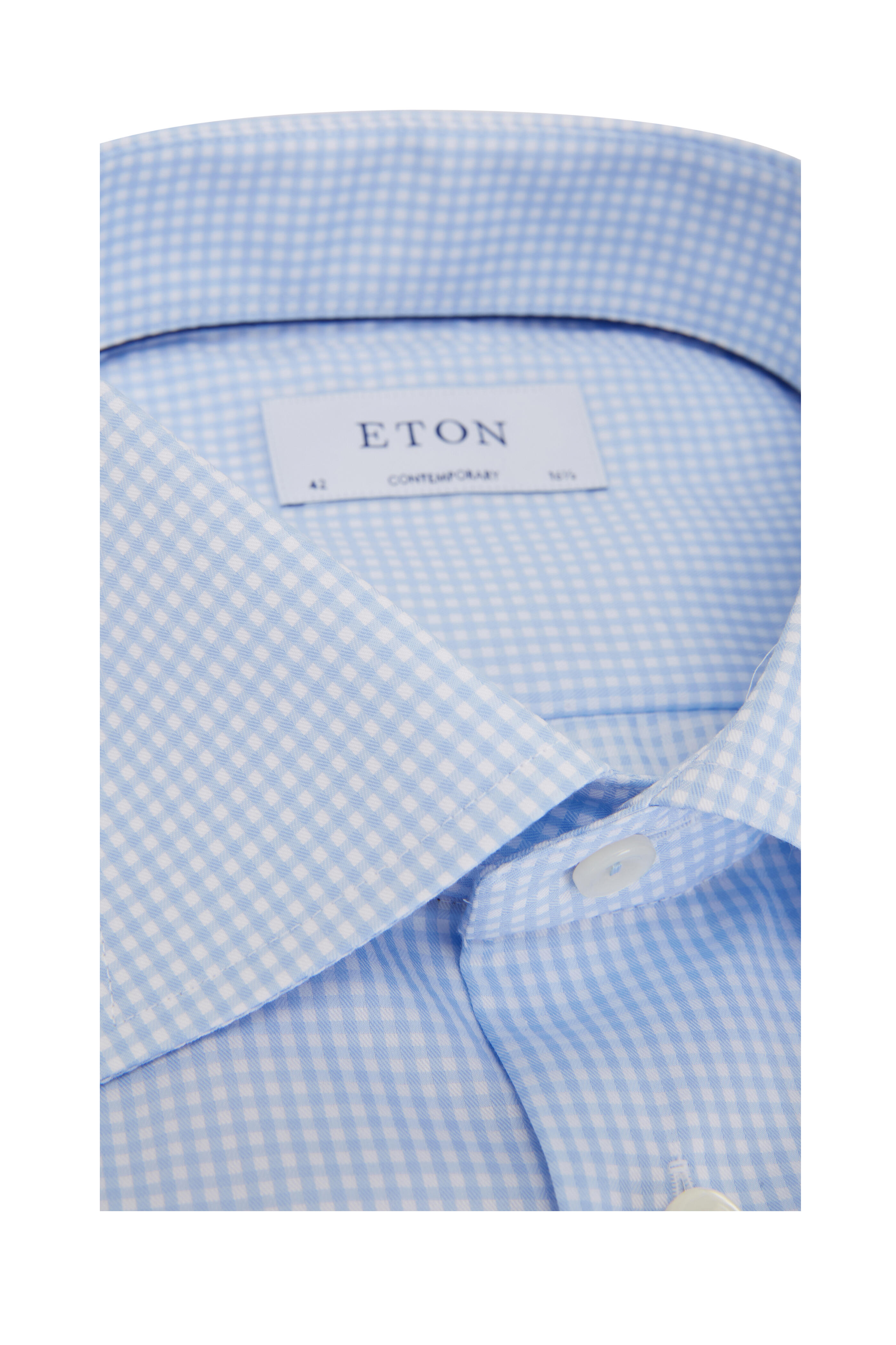 Eton - Light Blue Check Dress Shirt | Mitchell Stores