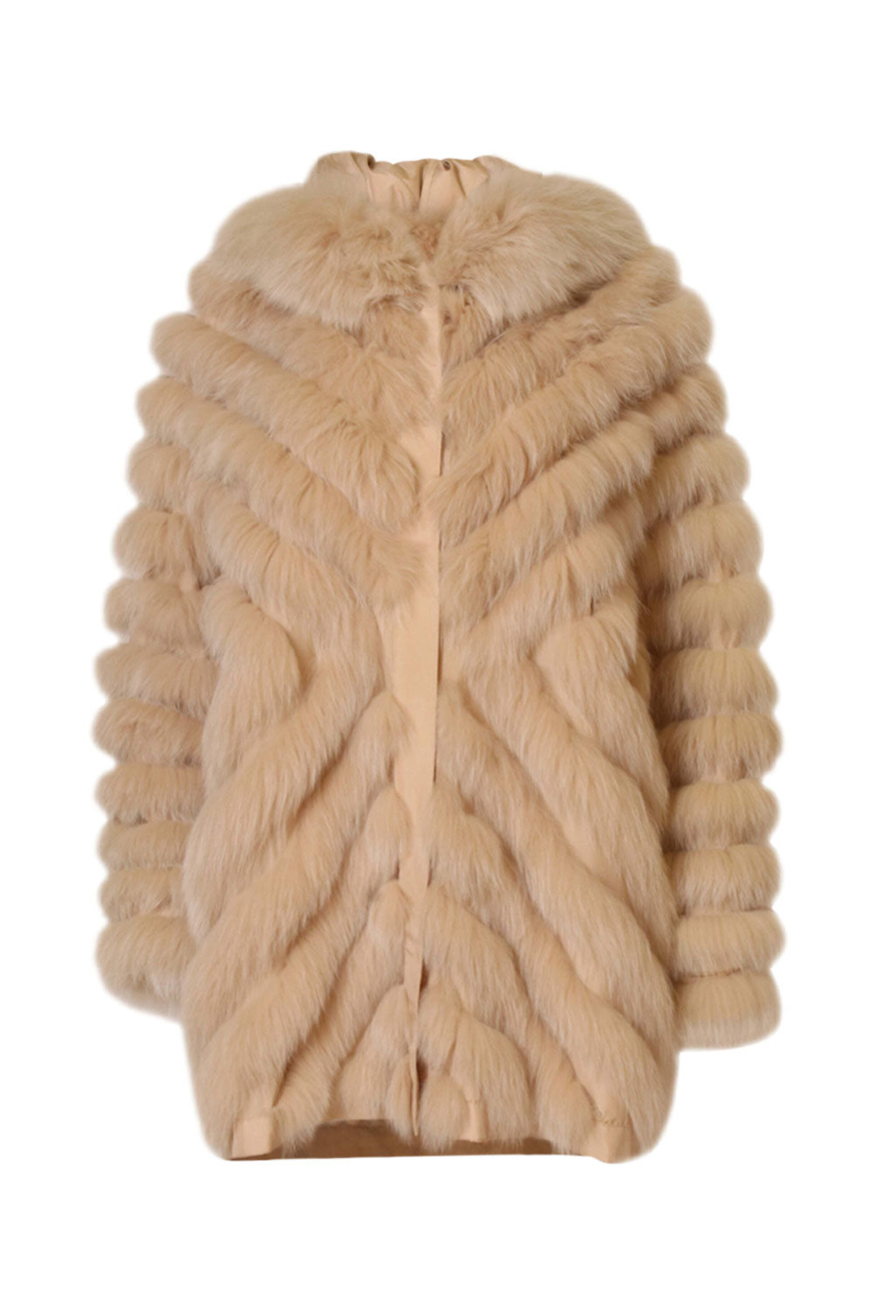 Diomi - Reversible Mid Length Hooded Jacket in Irish Cream