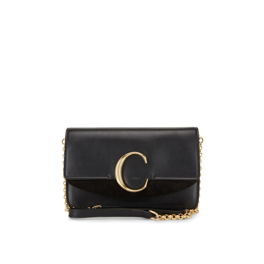 Chloé - C-Logo Black Leather Small Shoulder Bag | Mitchell Stores