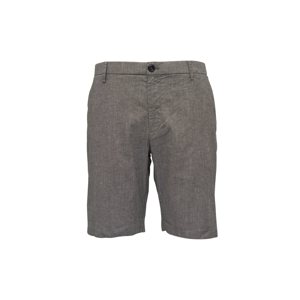 Deke - Olive Linen & Cotton Bermuda Shorts | Mitchell Stores