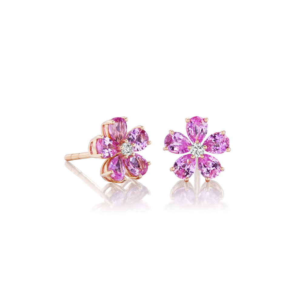 Nam Cho - 18k Rose Gold Georgian Rose Sapphire Earring