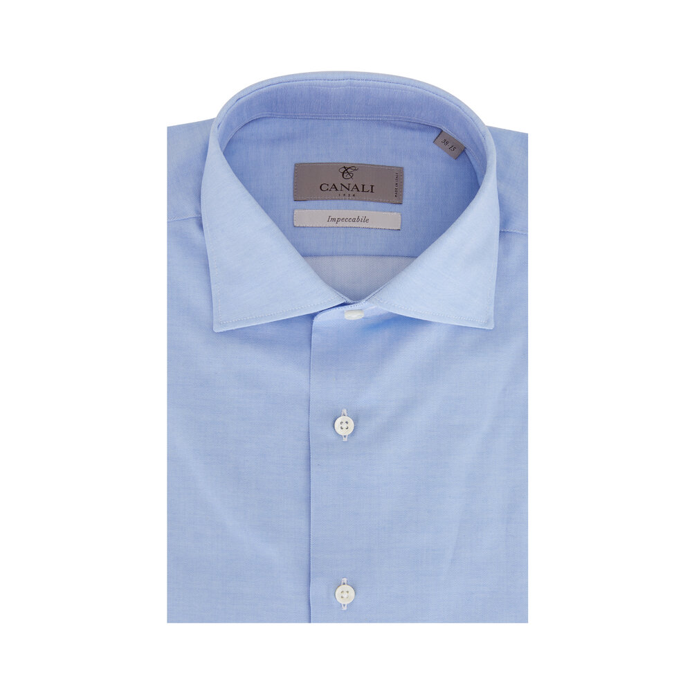 Canali - Blue Impeccabile Cotton Twill Dress Shirt