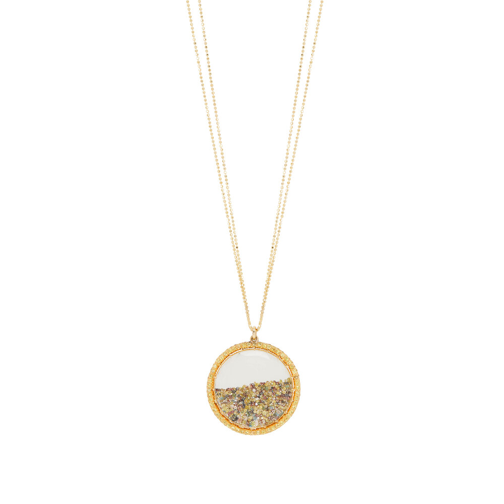 Renee Lewis - Two Chain Yellow & Colored Diamond Shaker Necklace