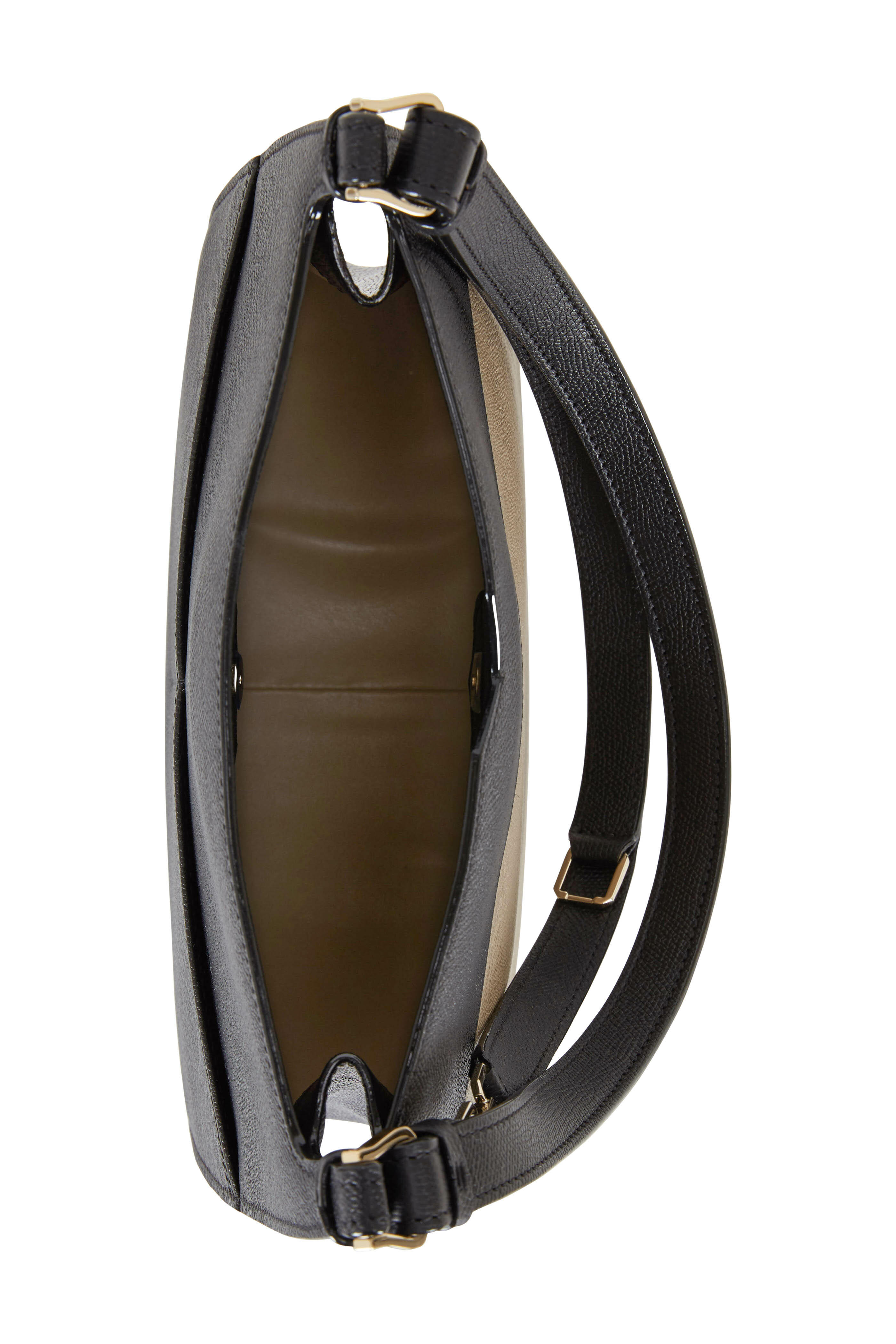 Valextra - Weekend Grande Black & Taupe Leather Hobo Bag