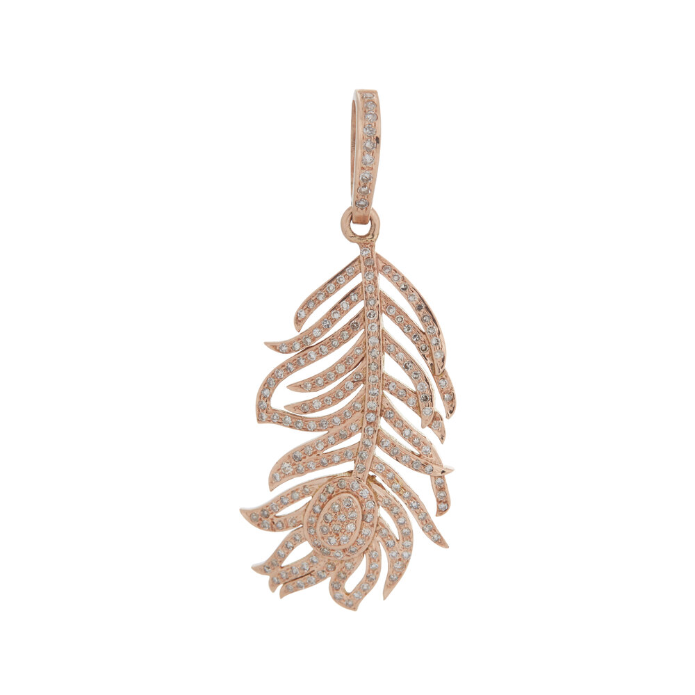 Kai Linz - Rose Gold Pavè Small Feather Charm | Mitchell Stores