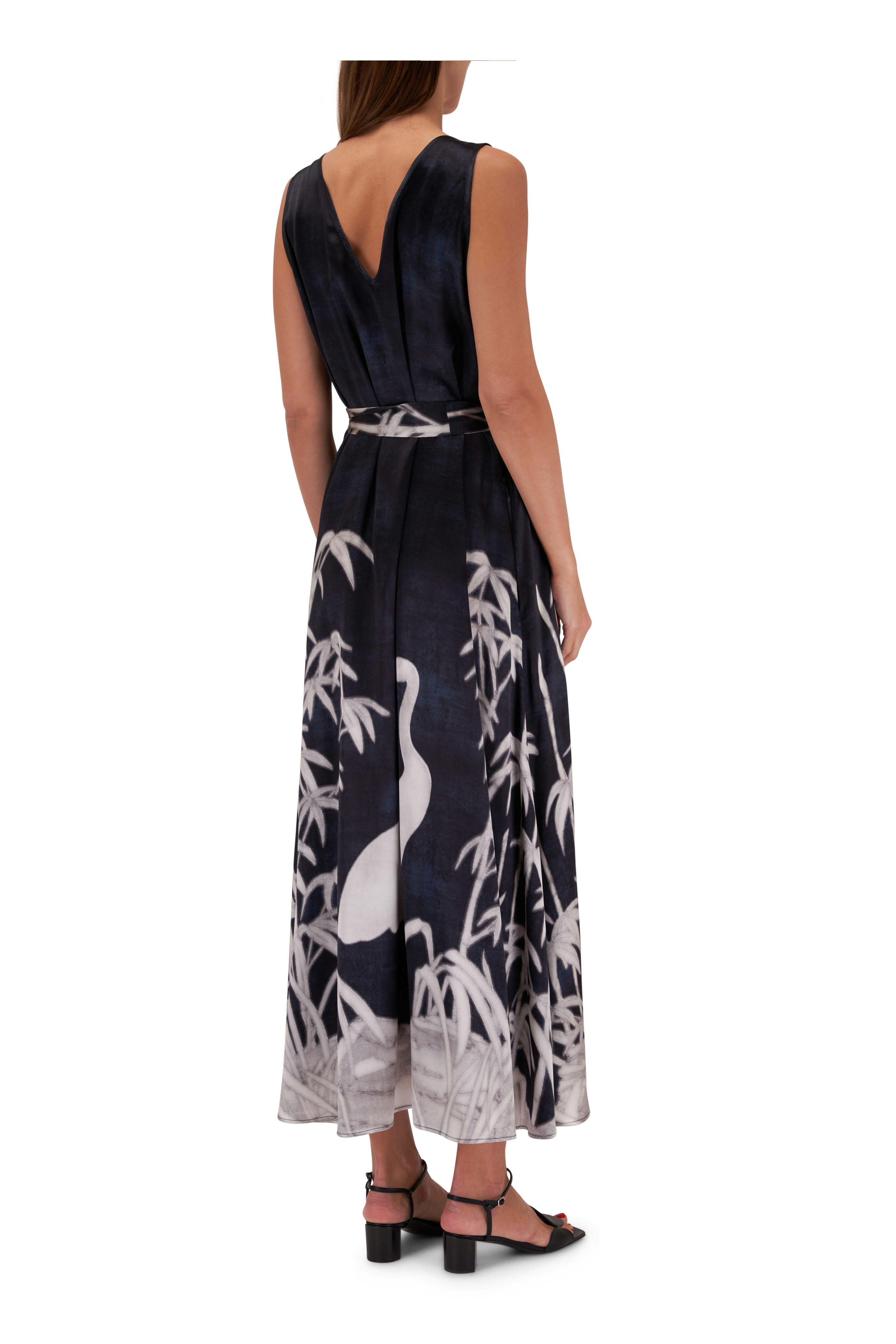 Kiton - White & Navy Silk Patterned Dress | Mitchell Stores