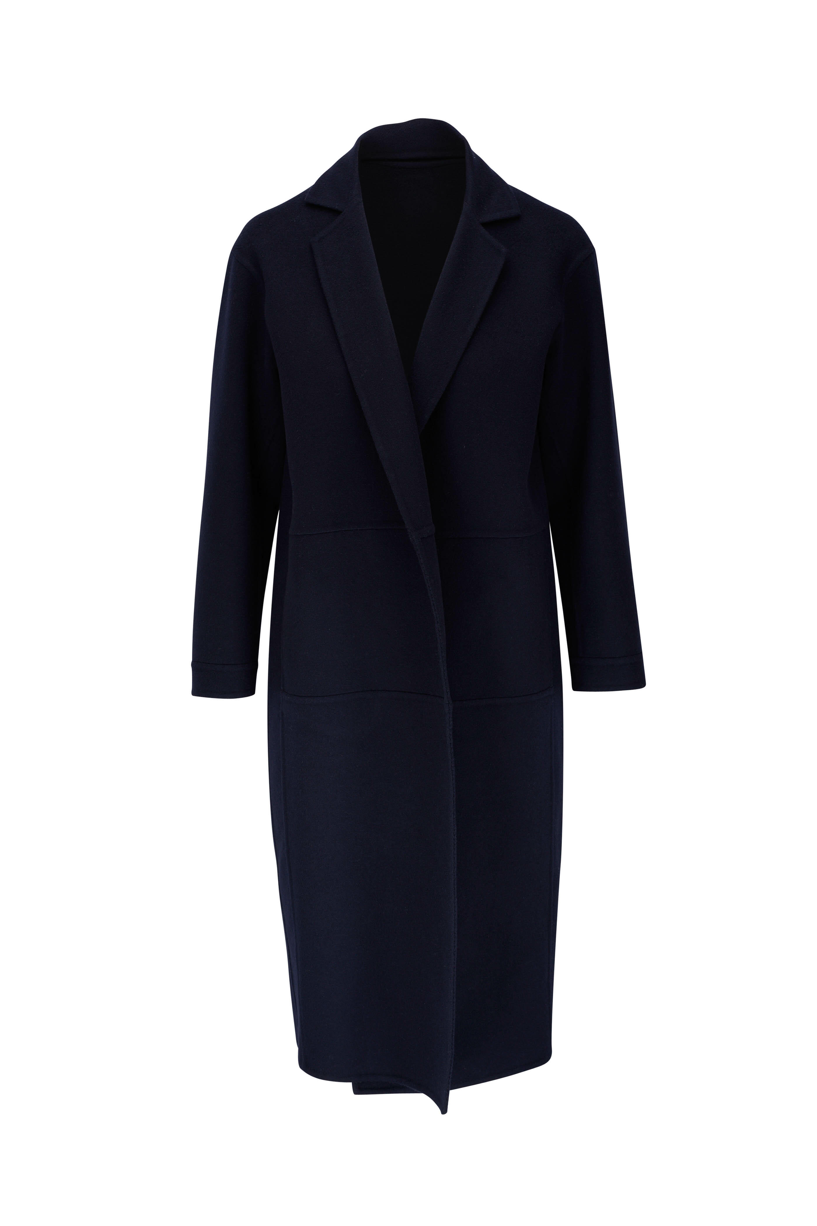 Kiton - Navy Cashmere Seamed Coat | Mitchell Stores