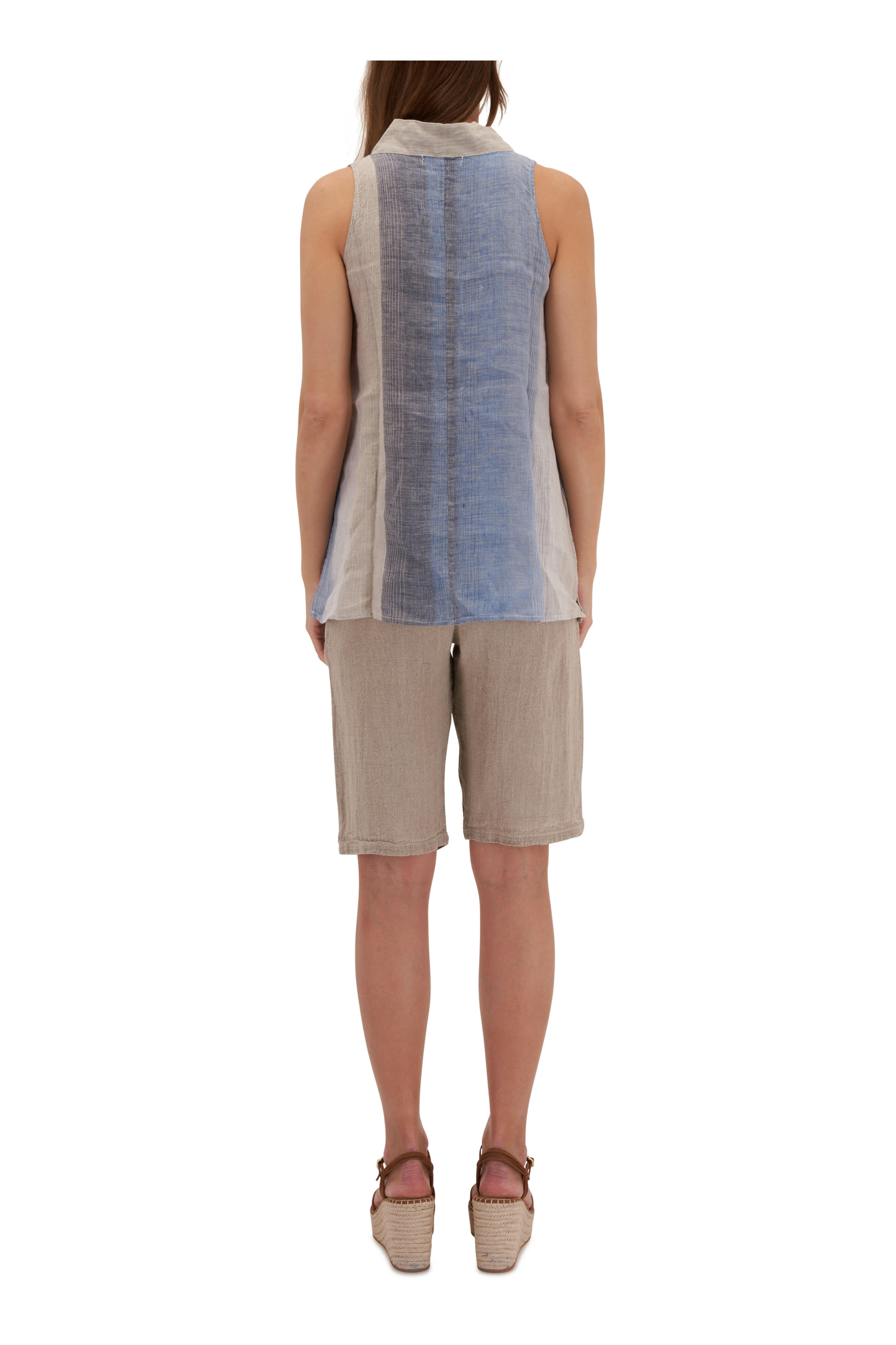 Stella Bianca - Beige Linen Sacco Bermuda Shorts