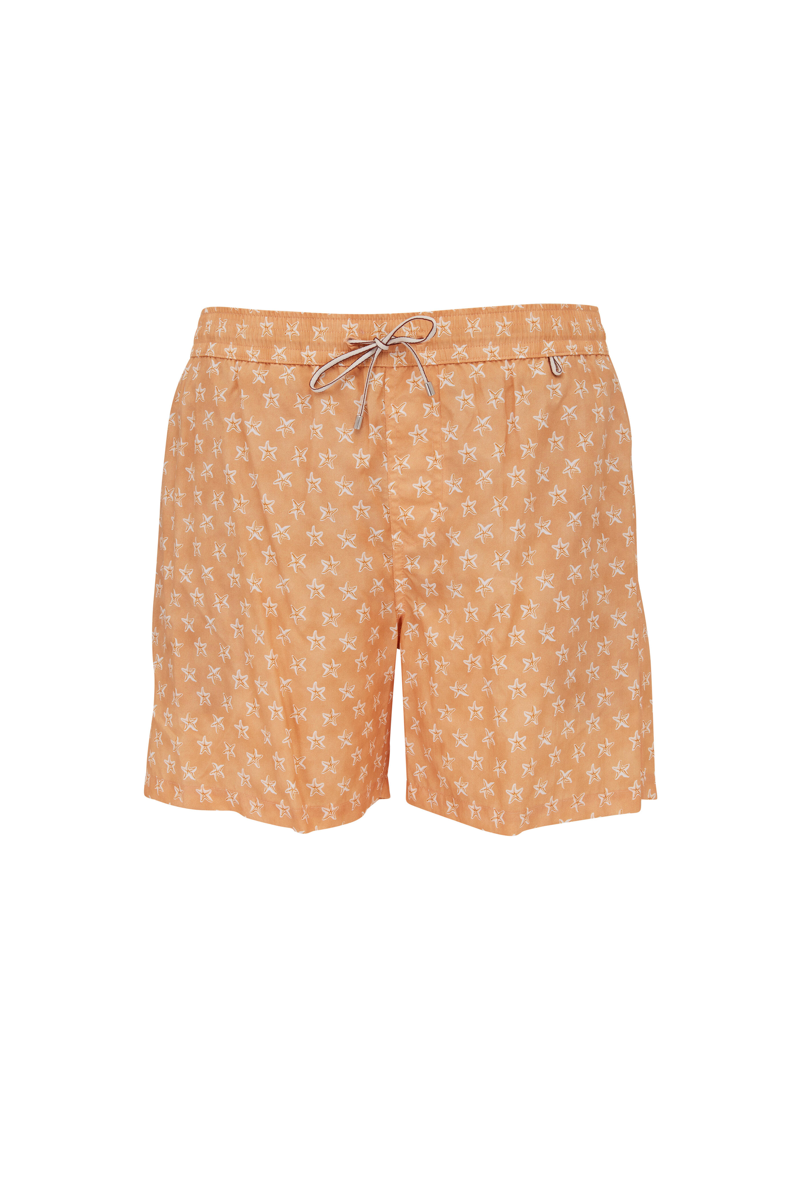 Loro Piana - Orange Sea Star Print Swim Trunks | Mitchell Stores