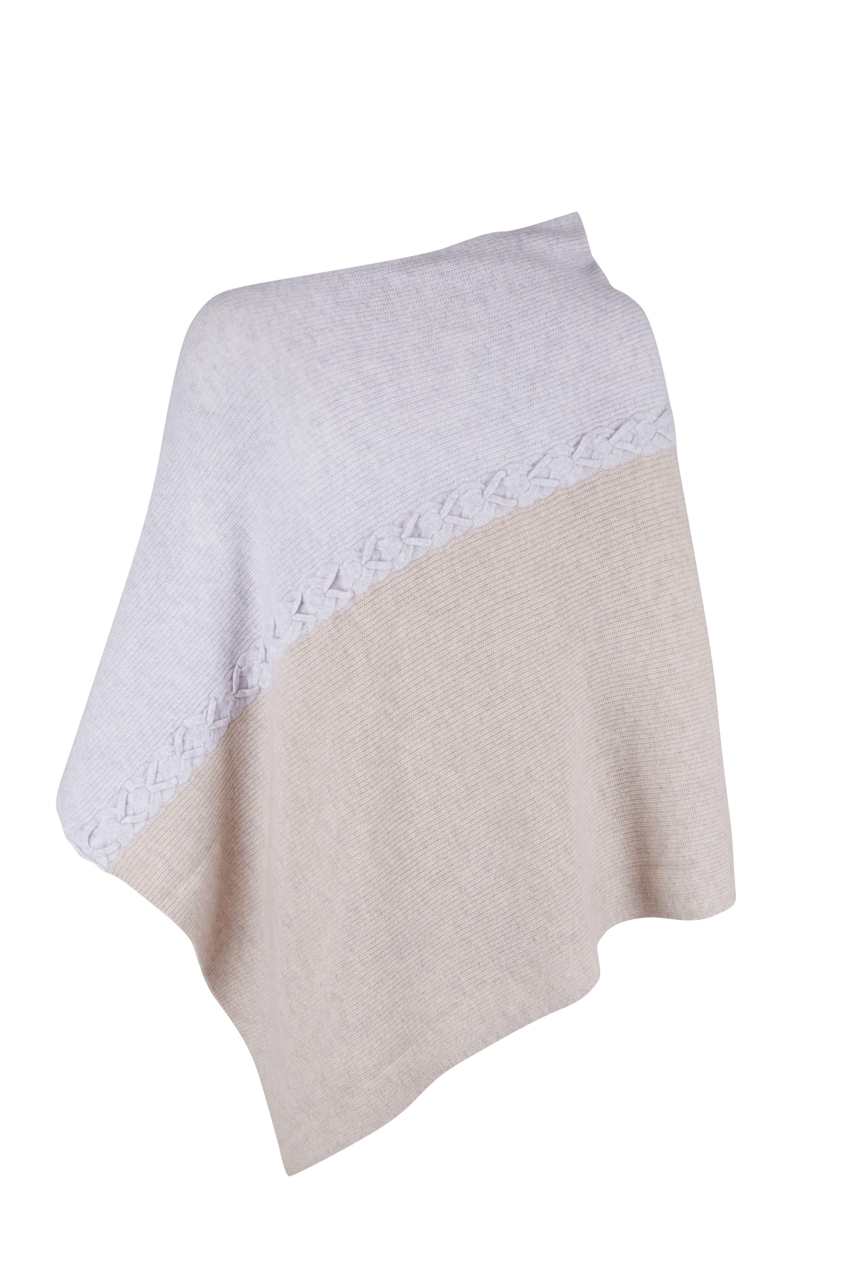 Kinross - Gris & Biscotti Cashmere Laced Poncho | Mitchell Stores