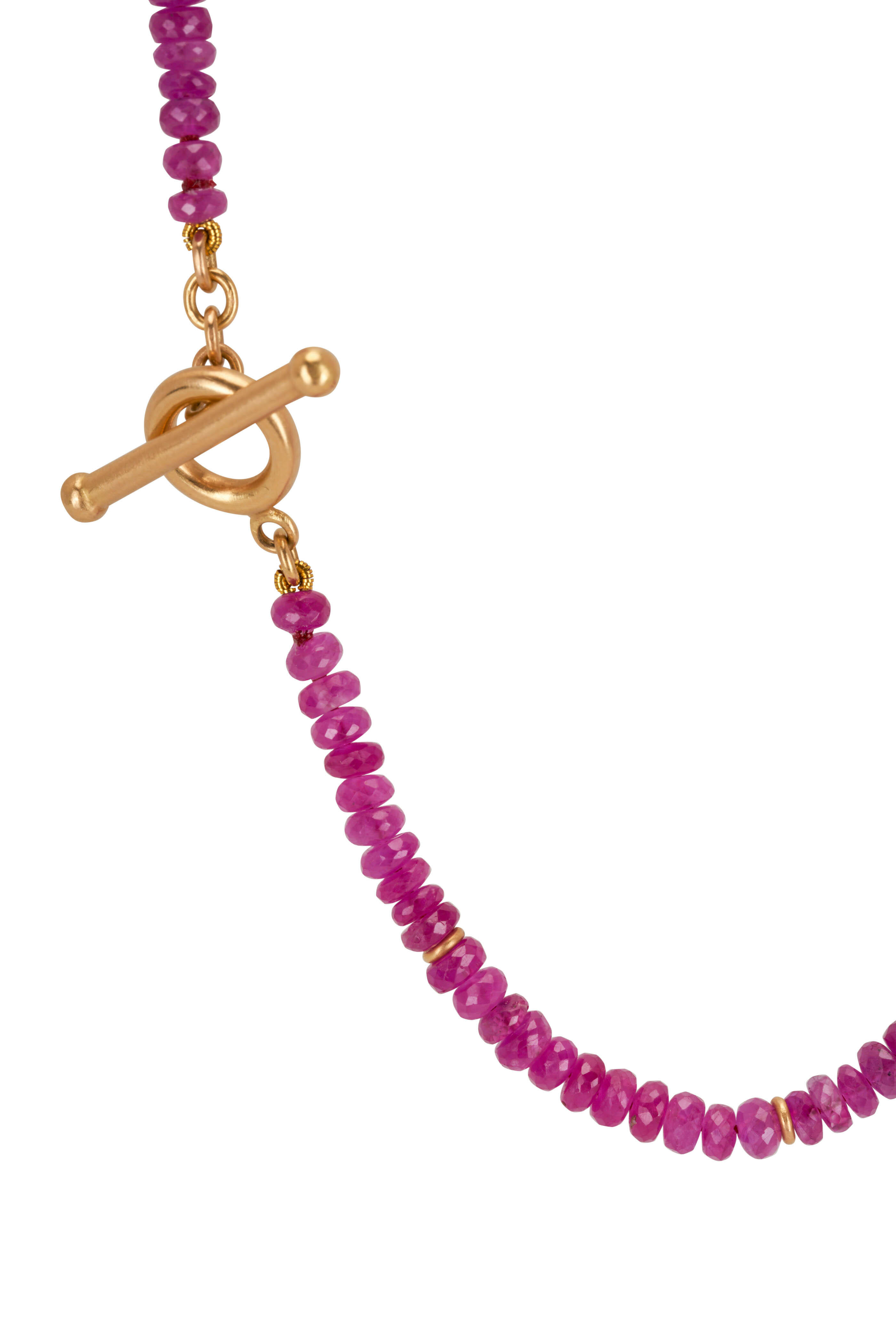 Caroline Ellen - Ruby Bead & 22K Yellow Toggle Gold Necklace