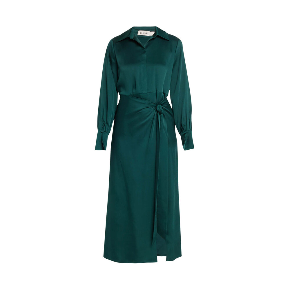 Simkhai - Emerald Samba Long Sleeve Draped Dress