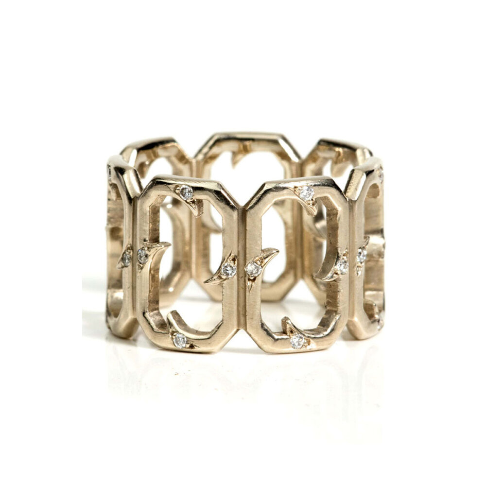 Sylva & Cie - Gold Diamond Thorn Wide Band Ring | Mitchell Stores