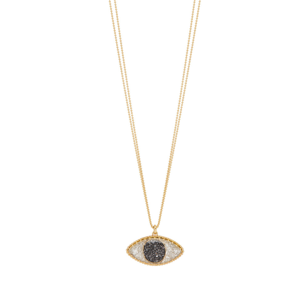 Renee Lewis - Black & White Diamond Third Eye 2 Chain Necklace