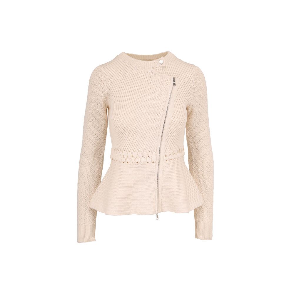 Simkhai - Ivory Braided Cotton Blend Mixed Knit Jacket