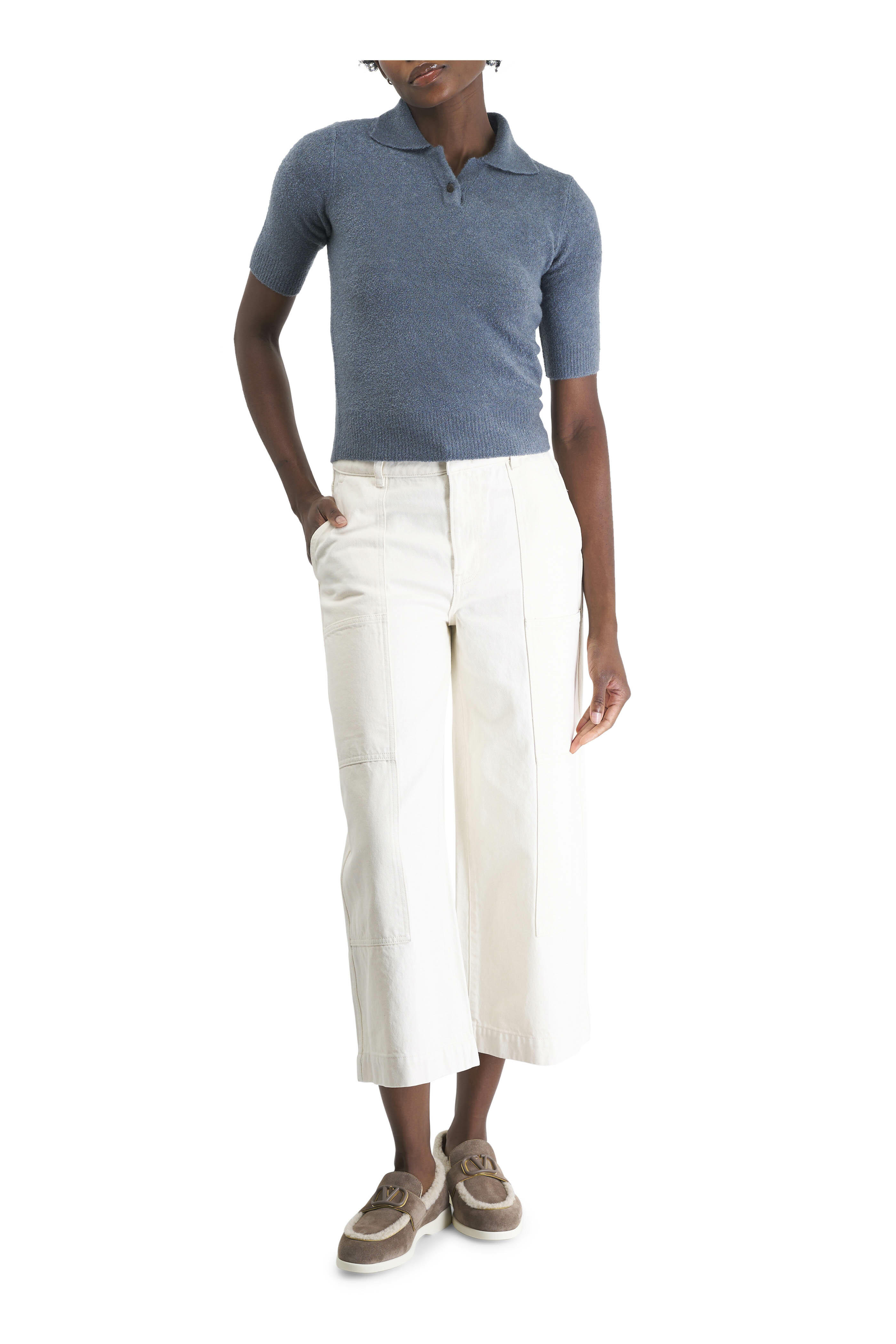 Vince - Lake Stone Soft Bouclé Polo Sweater | Mitchell Stores