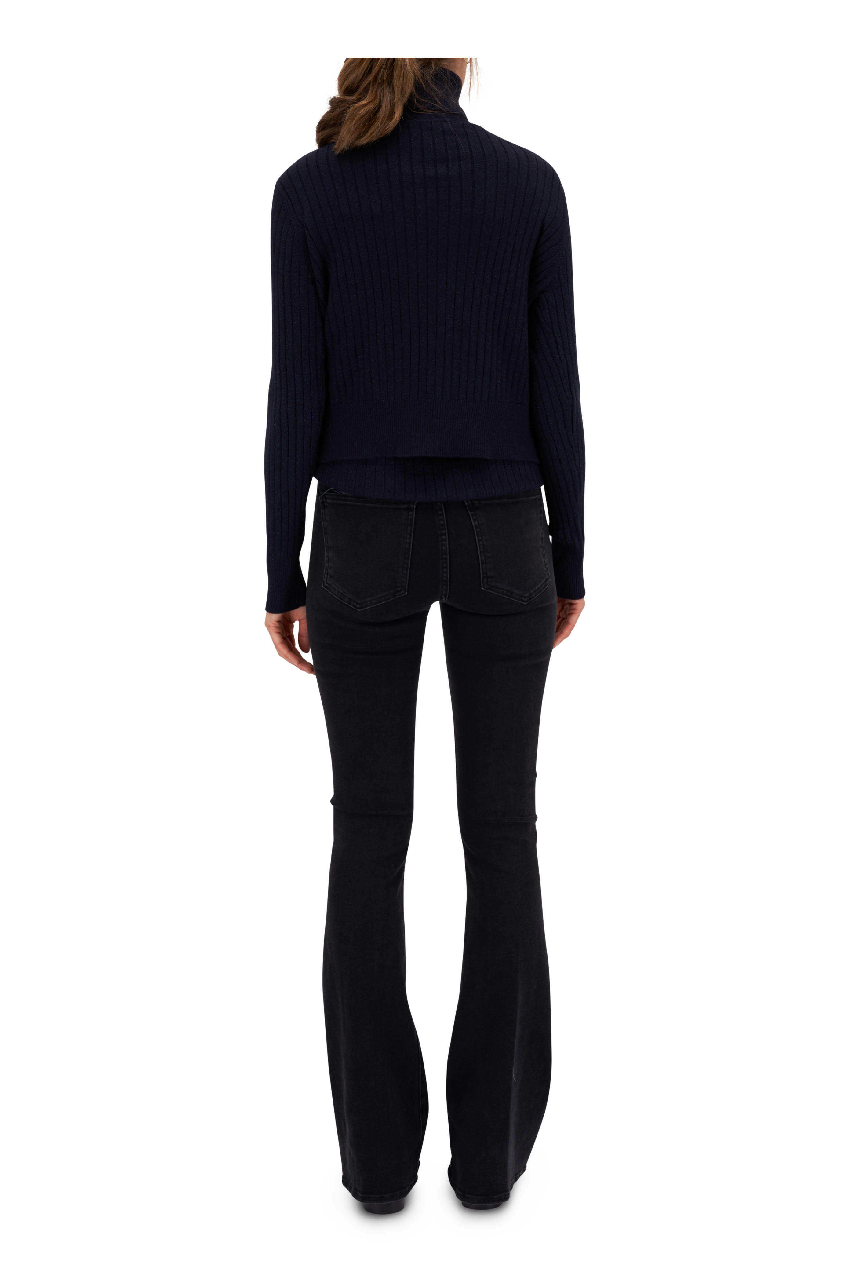 Majestic - Navy Blue Lurex V-Neck Cardigan | Mitchell Stores