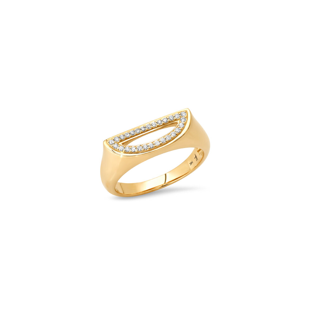 Helena Rose - 14k Yellow Gold Pave "D" Initial Ring