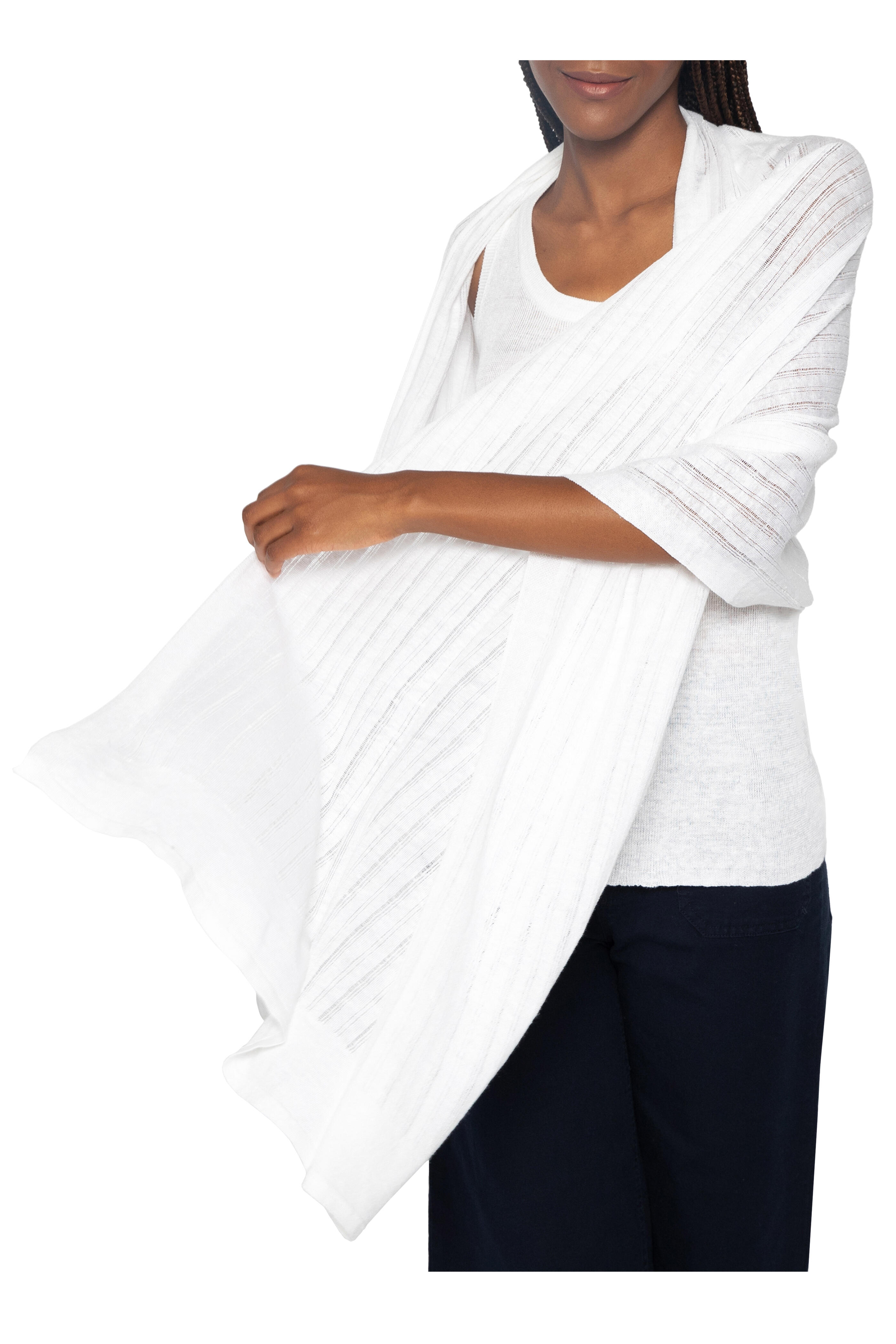 Kinross - White Textured Linen Wrap | Mitchell Stores